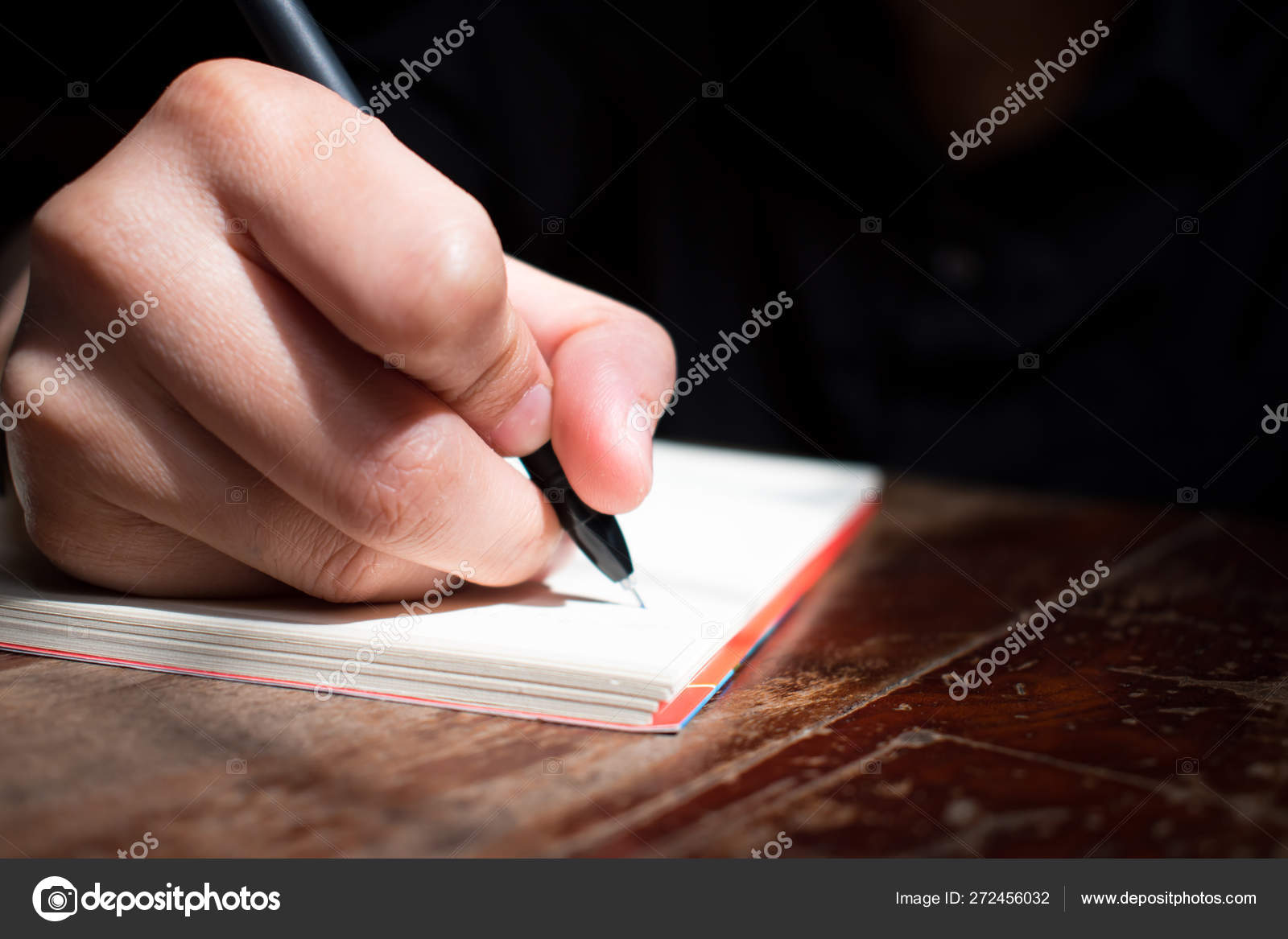 Hand Writing Book Wooden Table Window Close Stock Photo by ©pheung56 ...