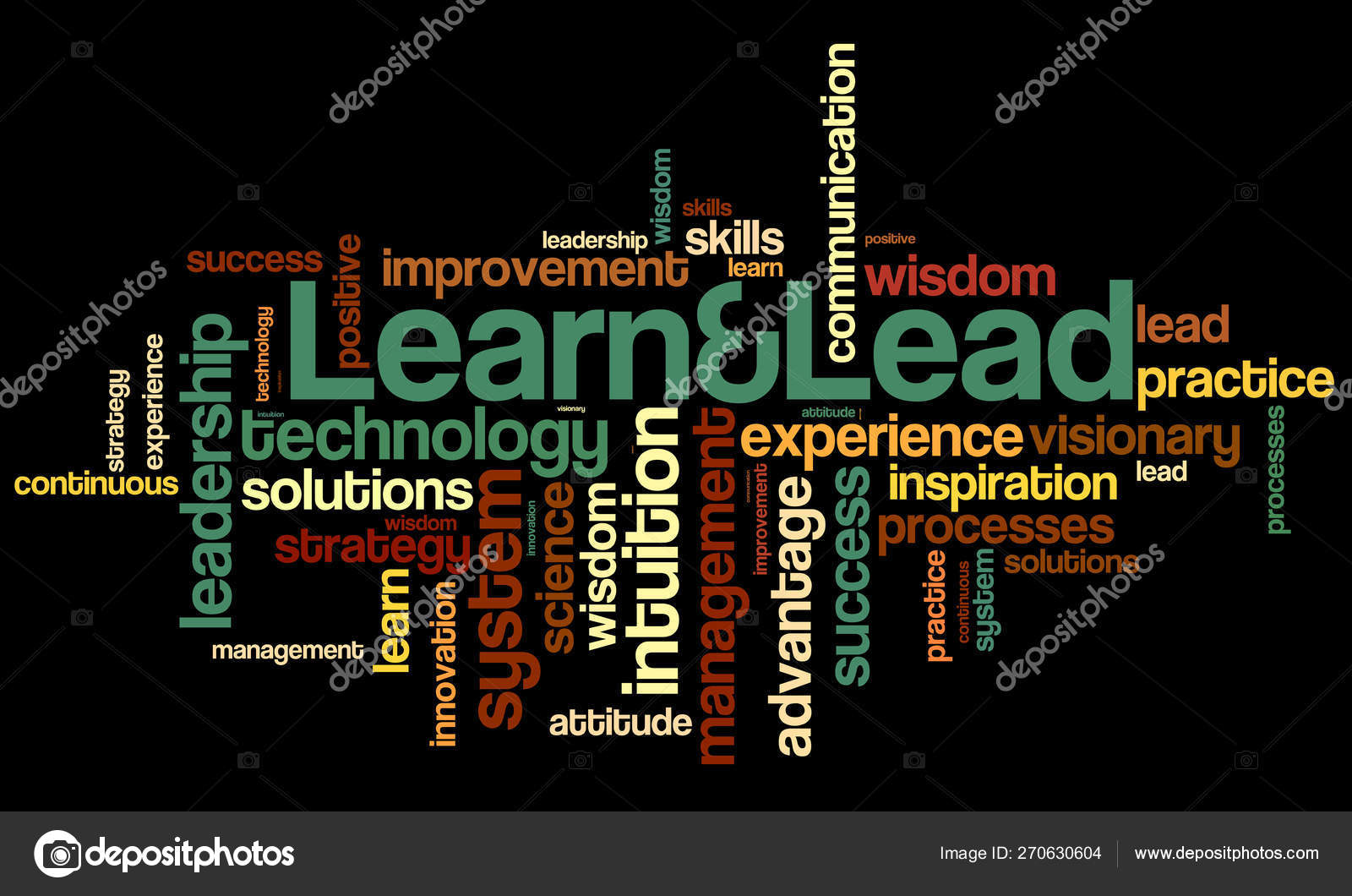 Learn Lead Word Cloud Leadership Typography Background — Stock Photo ...