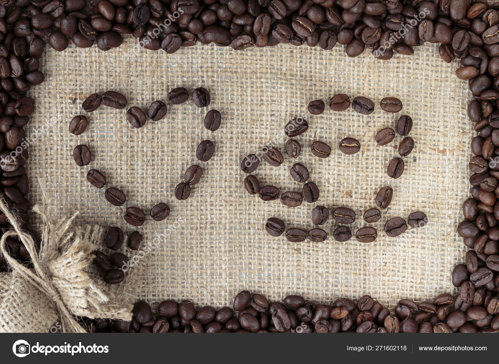 Arabica Coffee Beans Shape Hart Coffee Mug Burlap Background Coffee ...