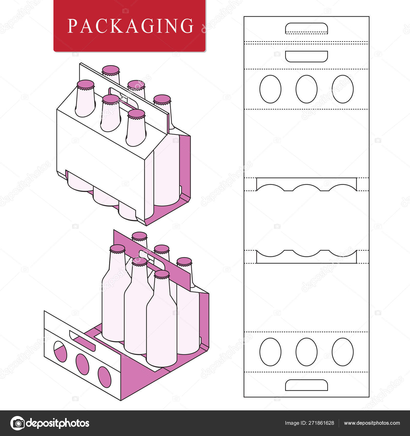 Embalaje para la botella de lata.Vector Ilustración de Box.Package Tem Vector de stock por ...