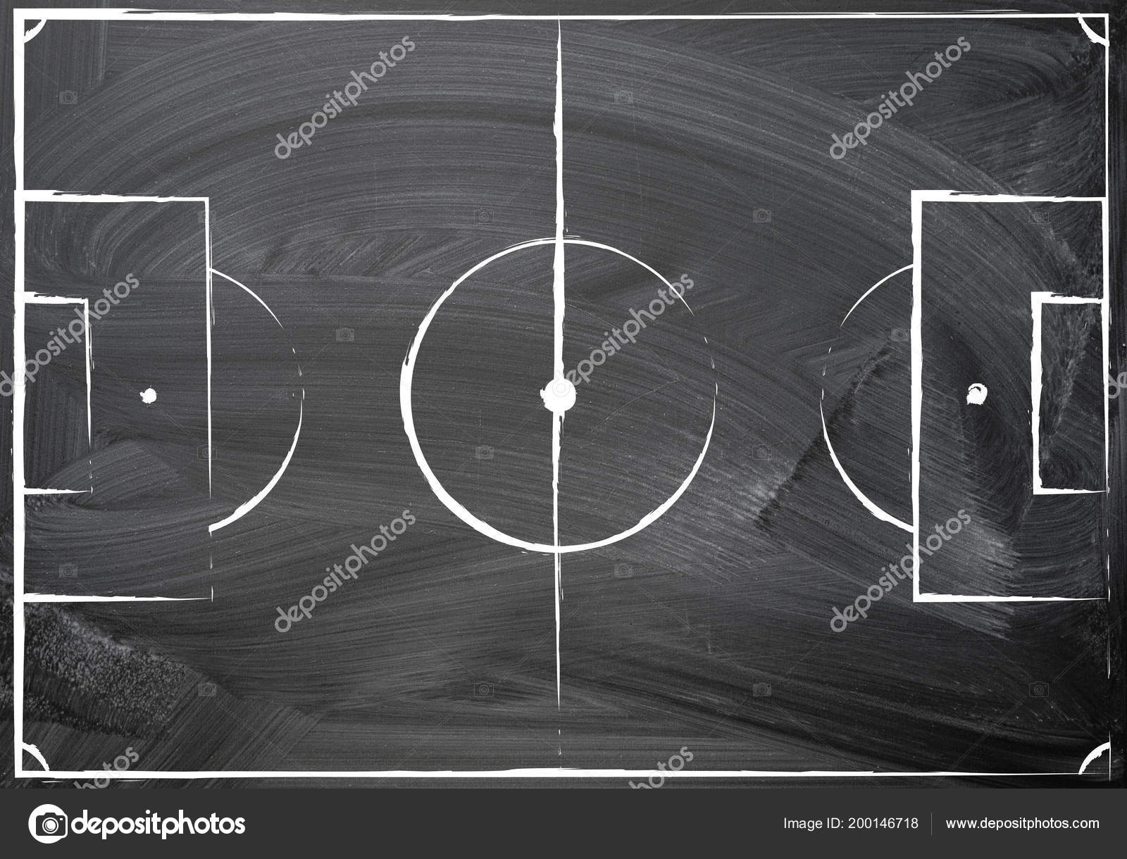 Football Field Plan Uneven Hand Chalk Drawn Blackboard Texture ...