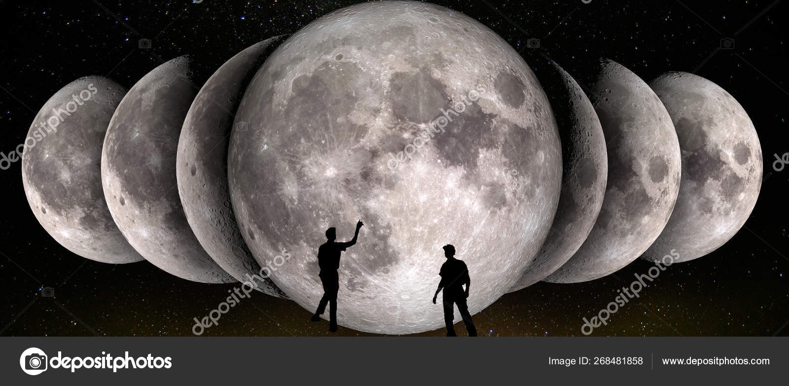 Phases Moon Simultaneous Row Two Observers Waxing Crescent Gibbous ...