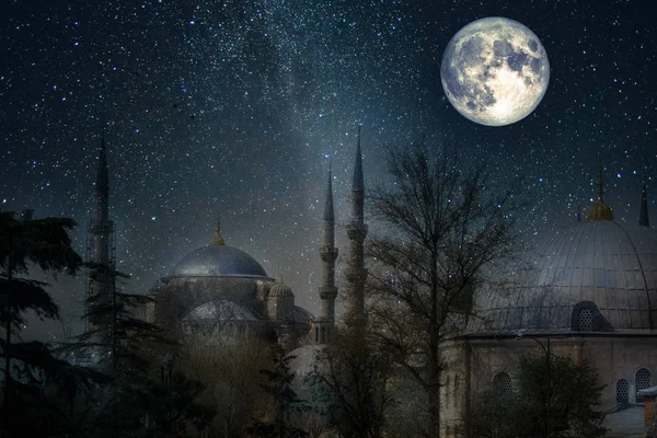 Full Moon Fatih Mosque Conqueror's Mosque Istanbul Turkey Elements ...
