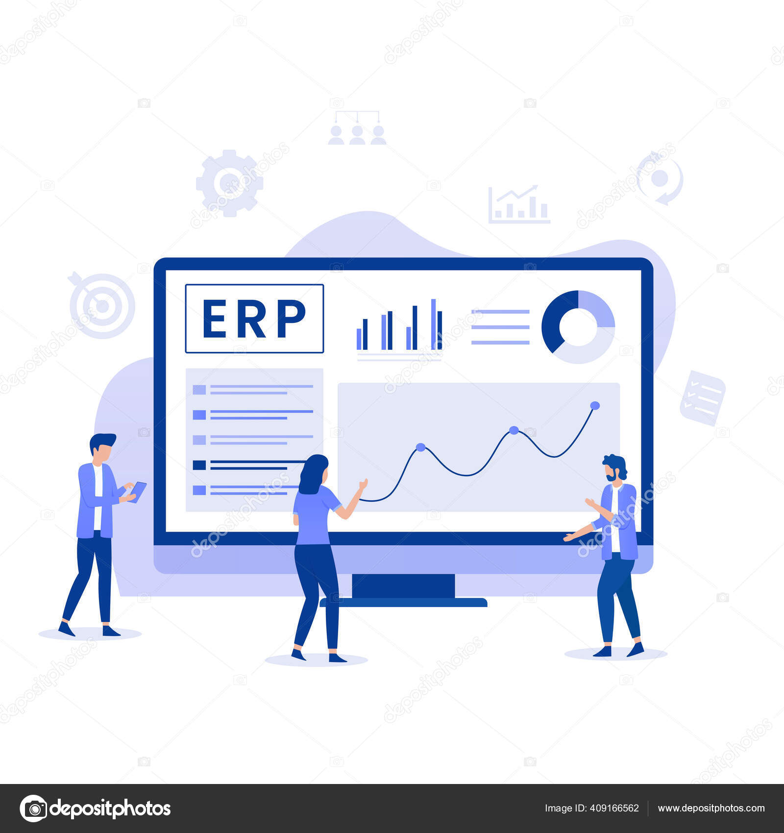 Erp Enterprise Resource Planning Illustration Concept Productivity ...