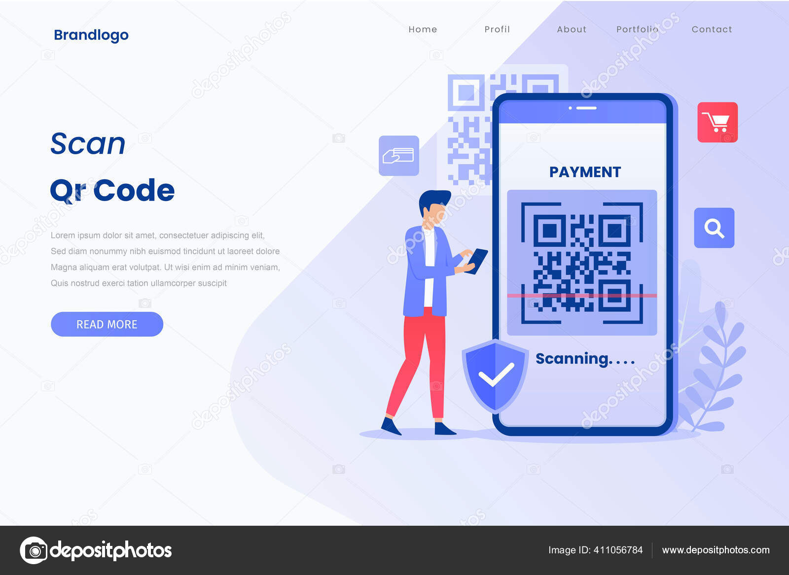 Code Verification Illustration Landing Page Design Can Used Websites ...
