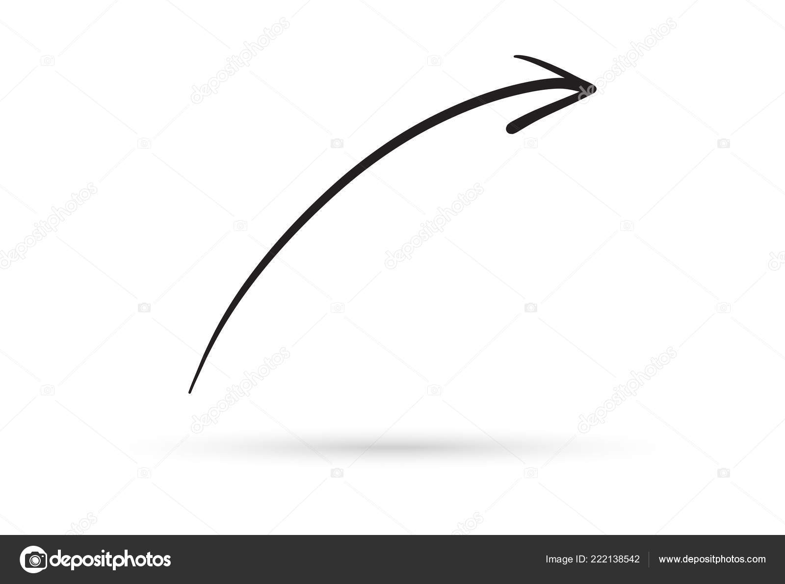 Kurve Pfeil Zeichnen Doodle Pinsel Skizze Karikatur Isoliert Auf Weißem ...