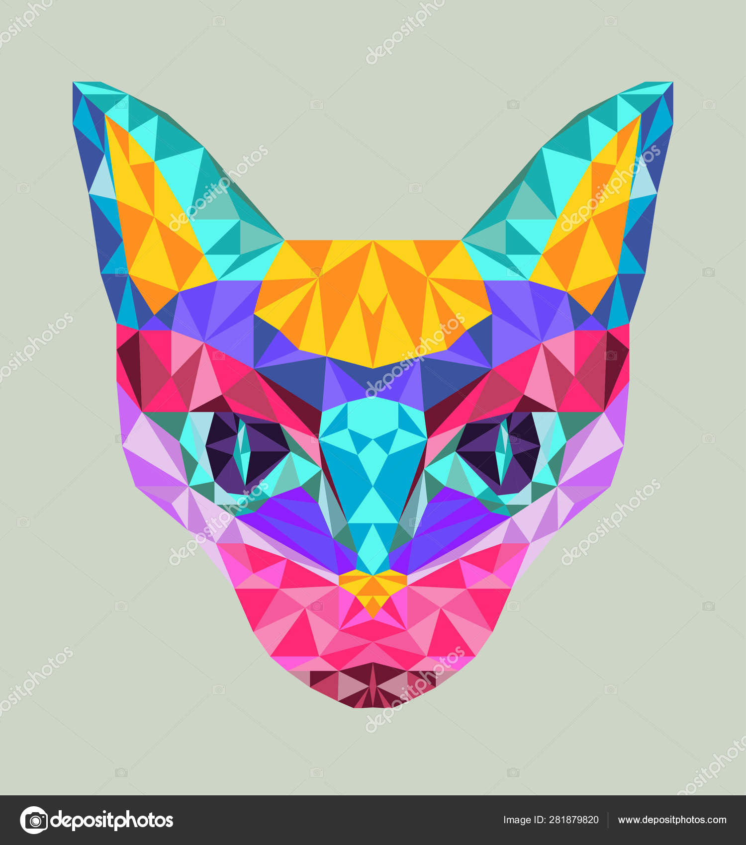 New neon retrowave vaporwave synthwave cat, colorful 80s - 90s low poly ...