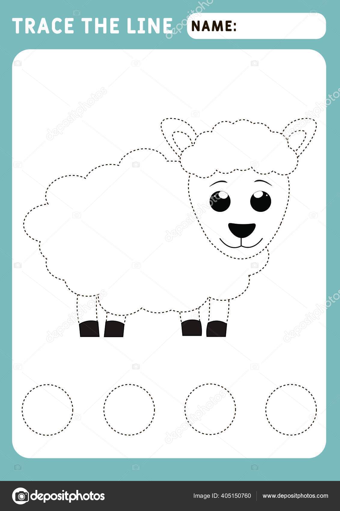 Little Sheep Preschool Worksheet Practicing Fine Motor Skills Tracing ...