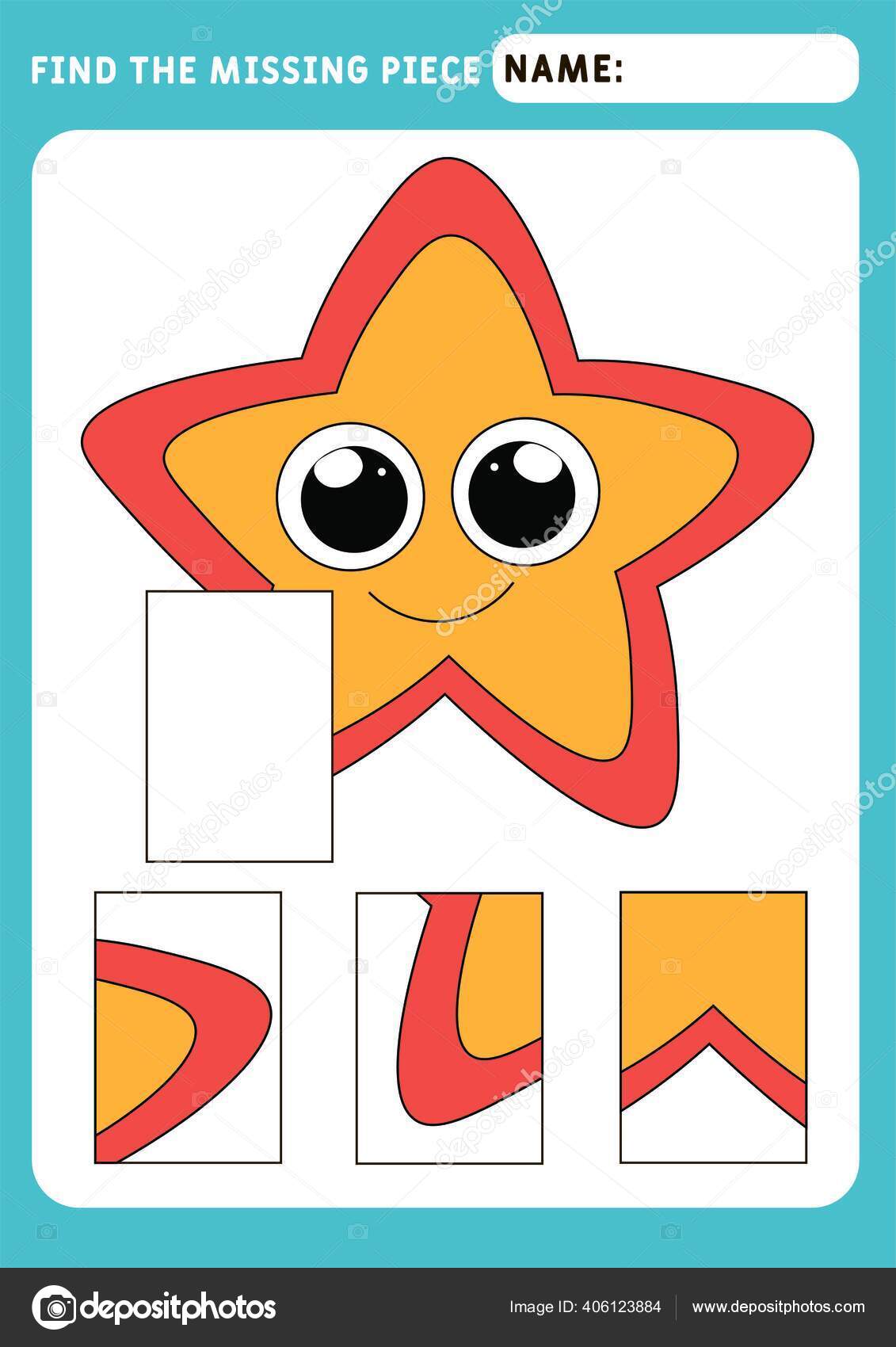 Find Missing Piece Complete Picture Puzzle Kids Activity Animals Theme ...