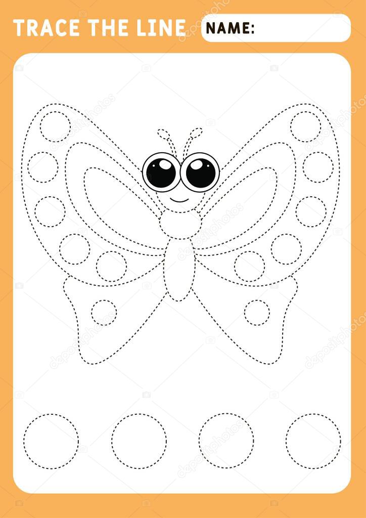 mariposa. Hoja de trabajo preescolar para practicar habilidades motoras ...