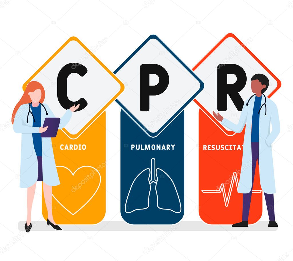 Diseño plano con gente. RCP - acrónimo de Reanimación Cardiopulmonar ...