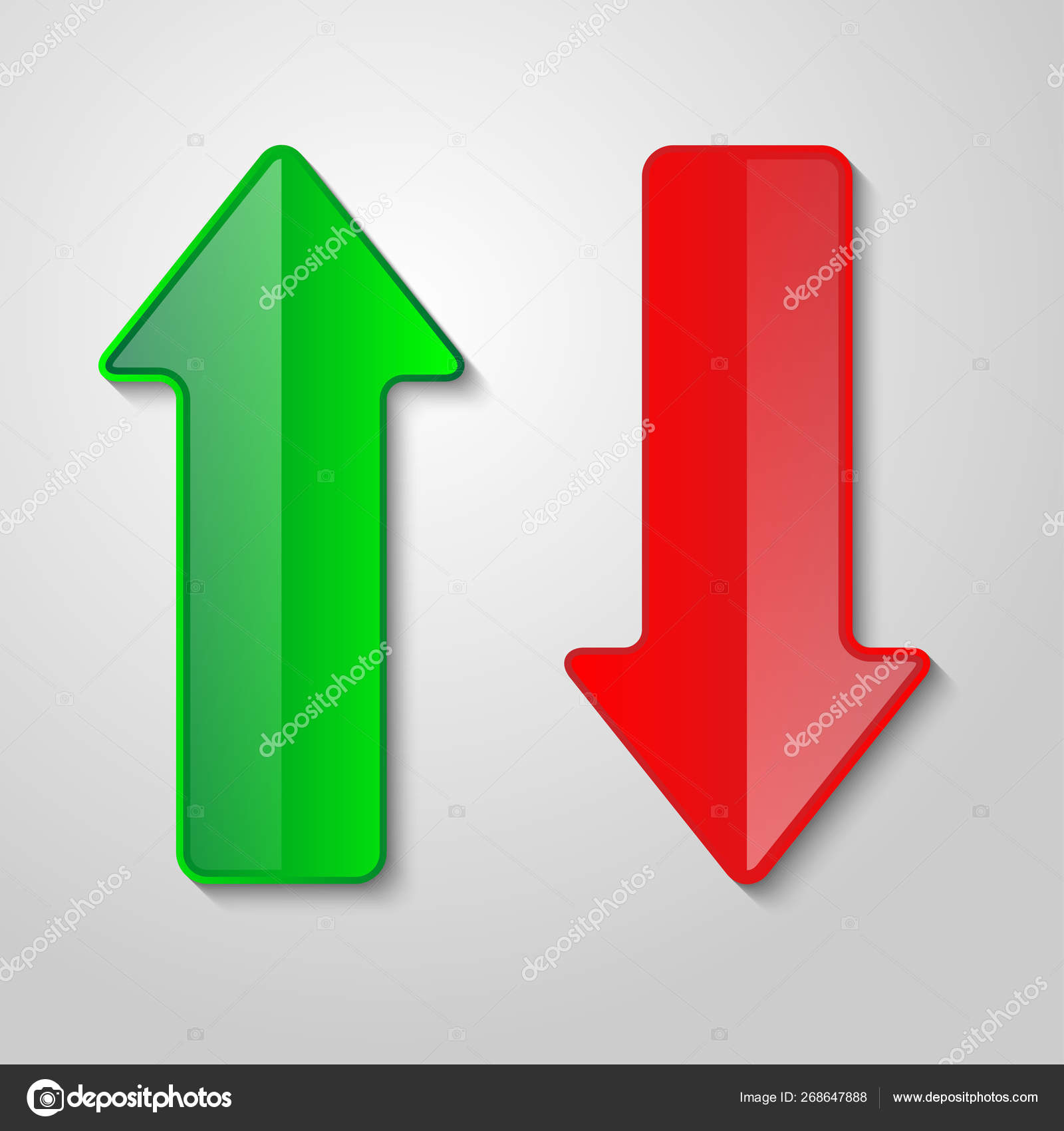 Green Arrow Red Arrow Shadow Gray Background Stock Vector Image By