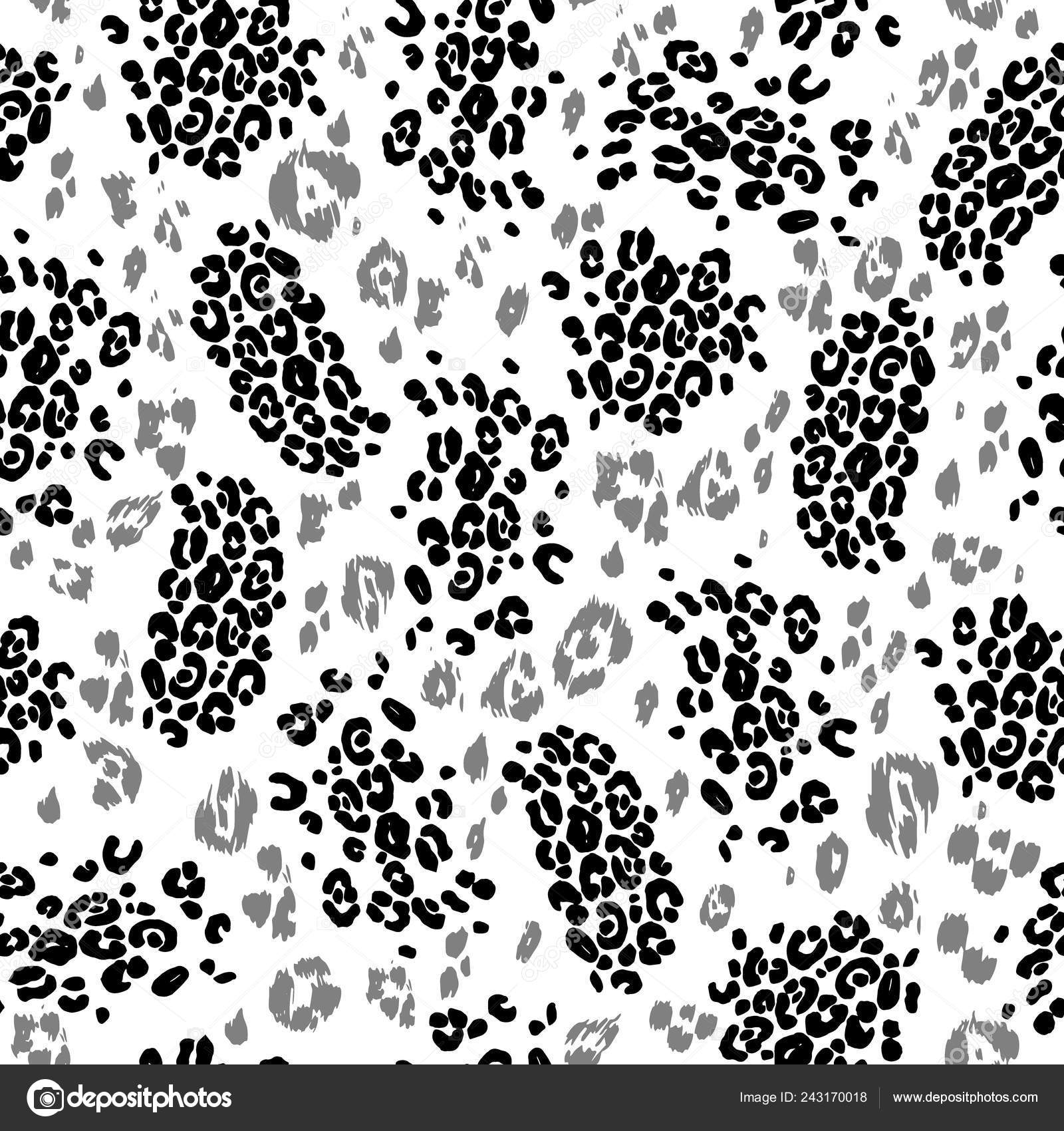Leopard Spotted Skin Monochrome Background Animal Seamless Pattern ...