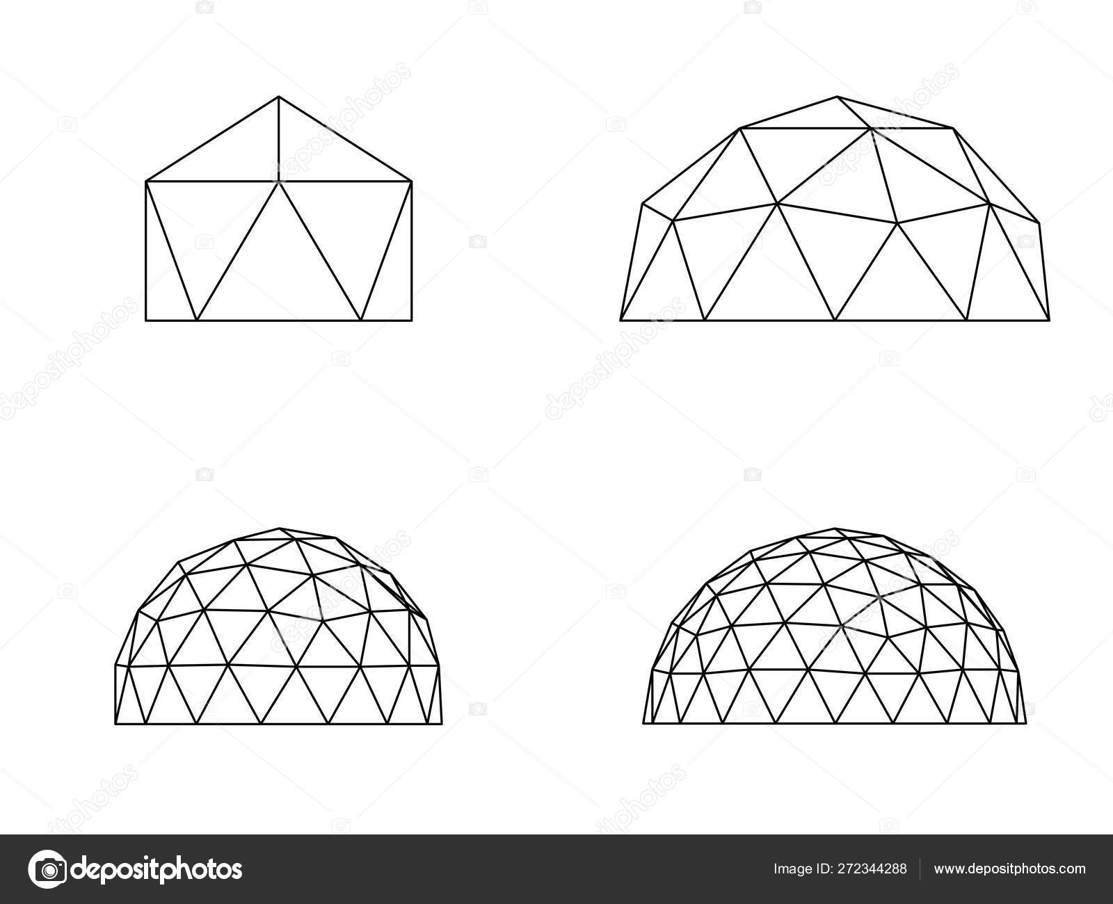 Geodesic domes vector illustration line illustration on white ...