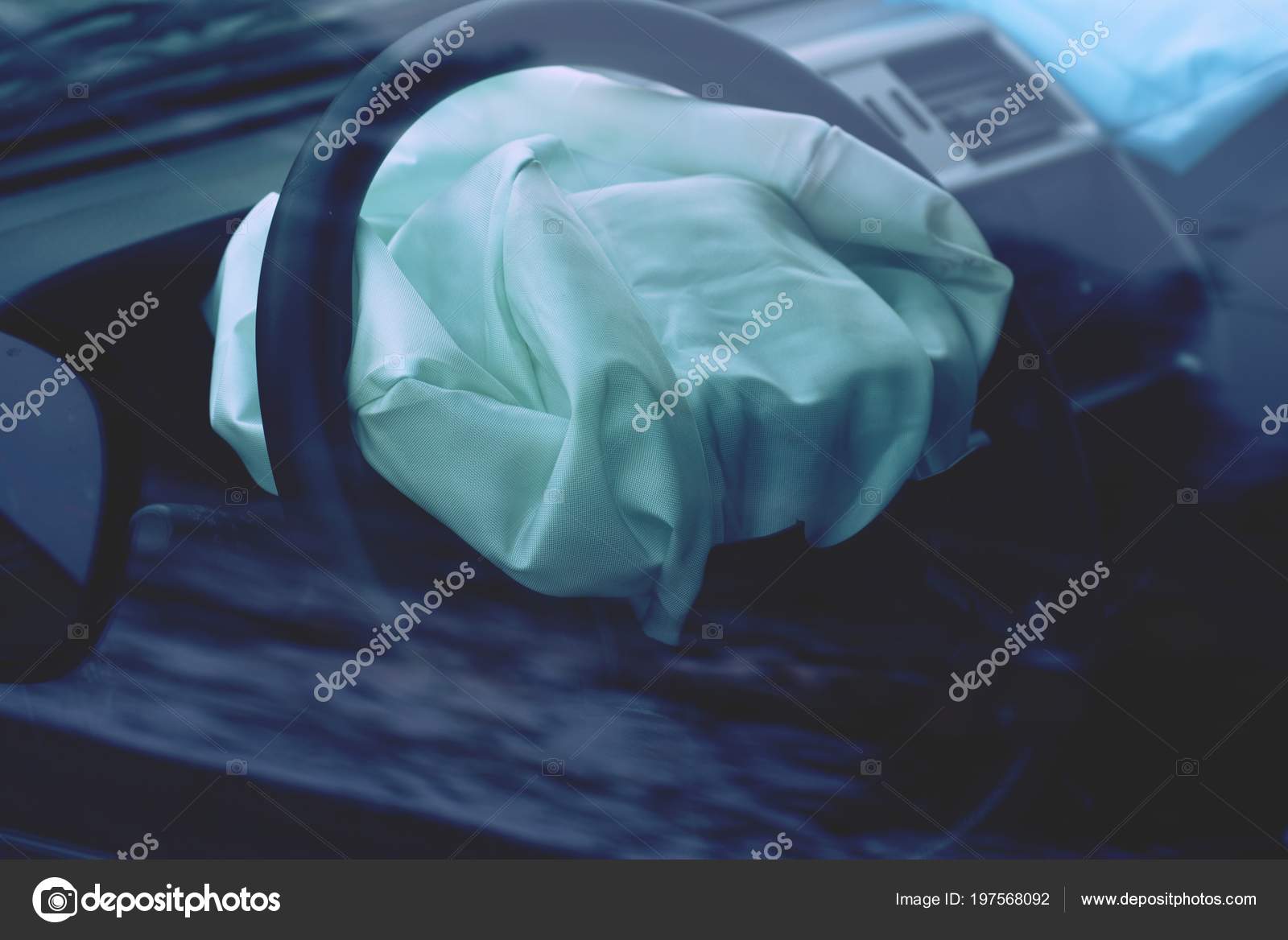 Exploded Airbag Suv Car Wrecked Car Opened Airbags Accident Stock Photo ...