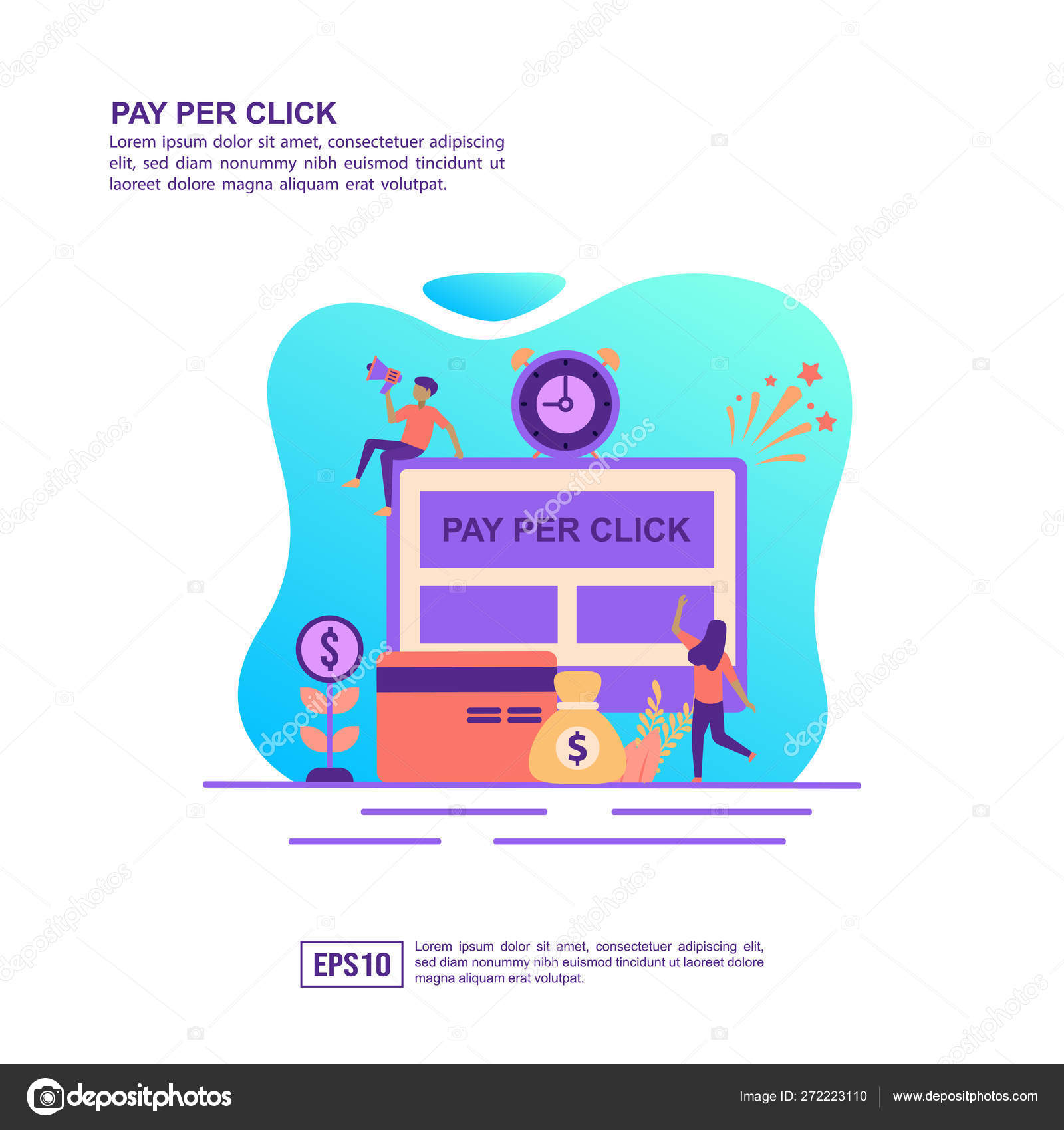 Vector illustration concept of pay per click. Modern illustration ...