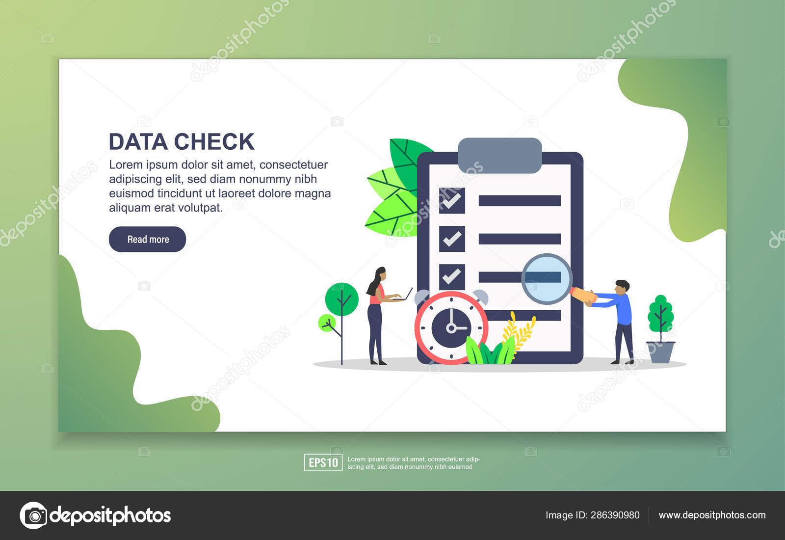 Vector illustration of data check concept with tiny people character ...