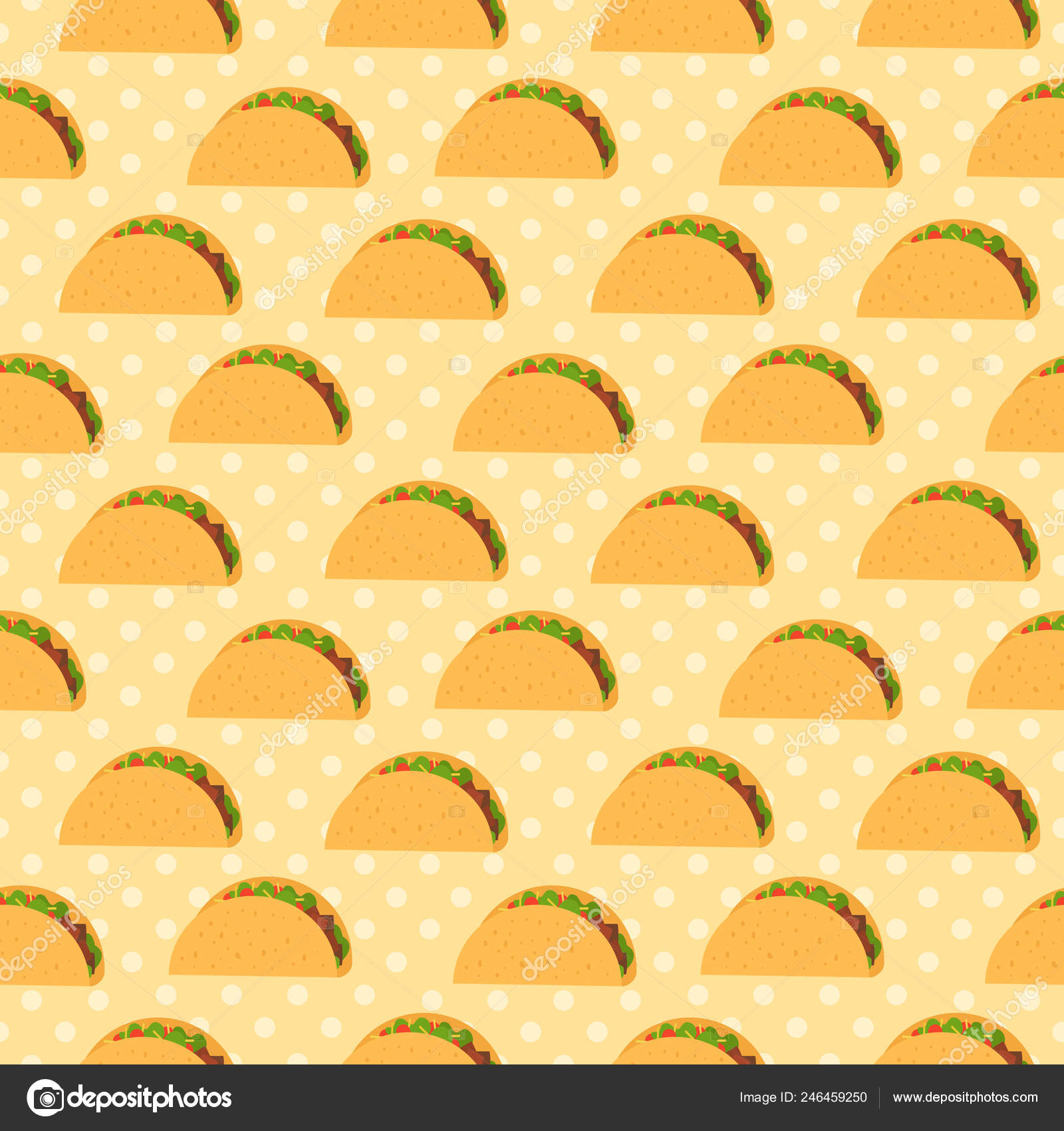 Seamless Pattern Taco Yellow Background White Dots Can Used Packaging ...