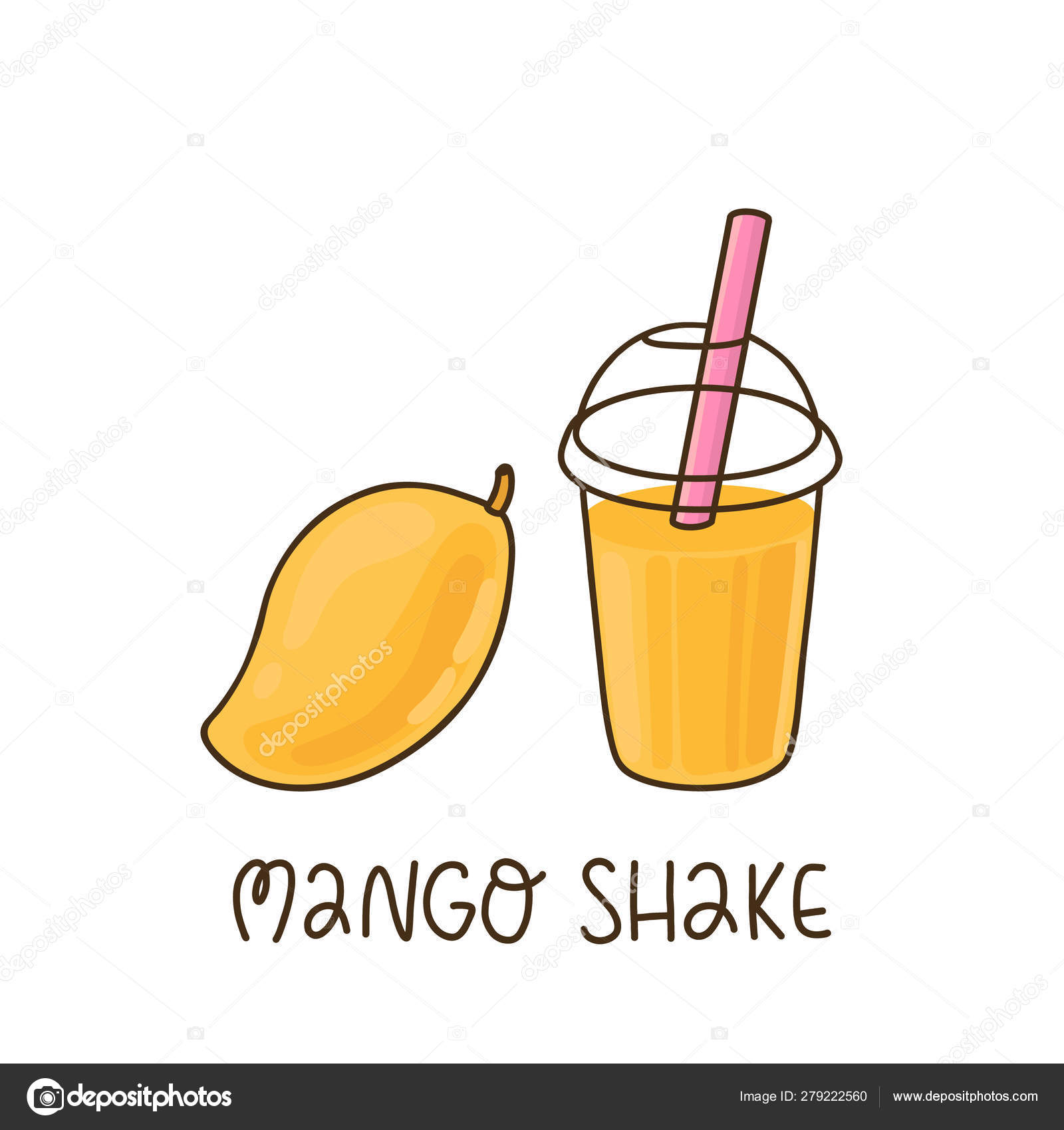 Mango Shake Mango Fruit Isolated White Background Can Used Menu Stock ...