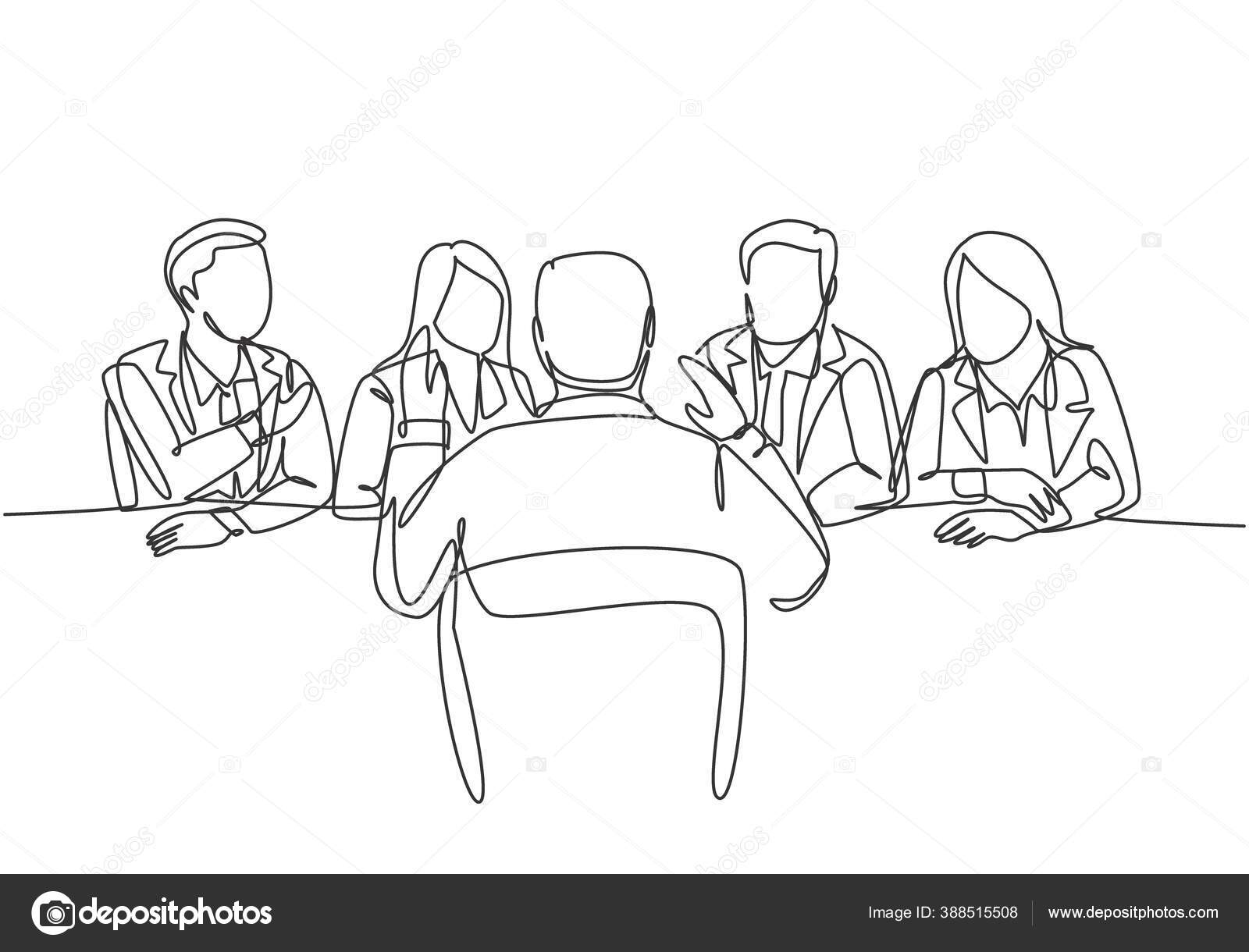 One Single Line Drawing Young Interviewee Being Interviewed Some ... One Single Line Drawing Young Interviewee Being Interviewed Some ...