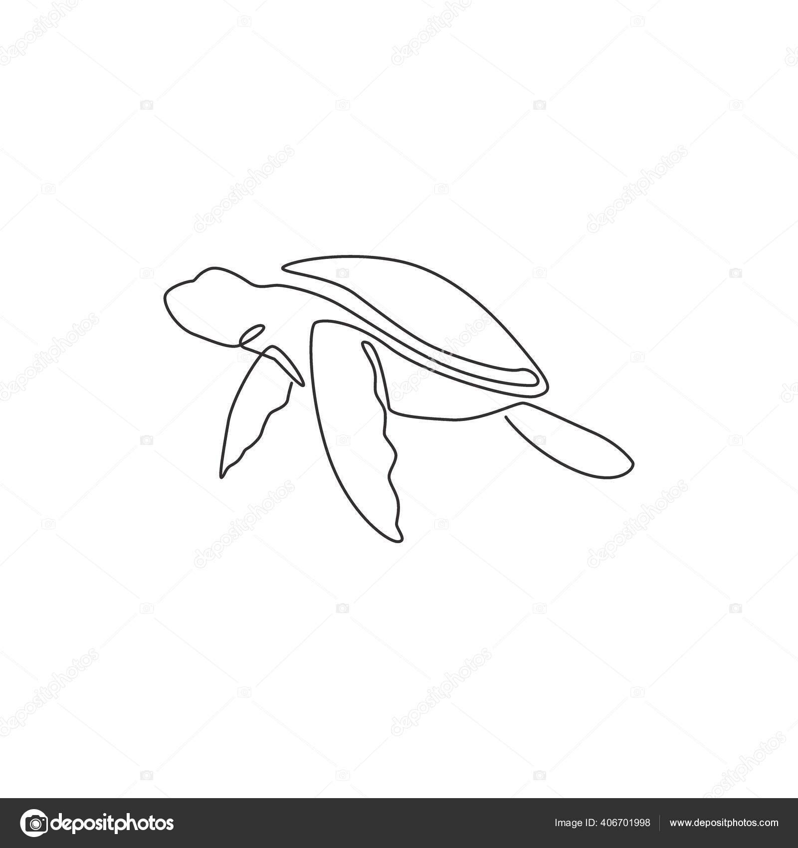 One Single Line Drawing Big Turtle Marine Company Logo Identity Stock ...