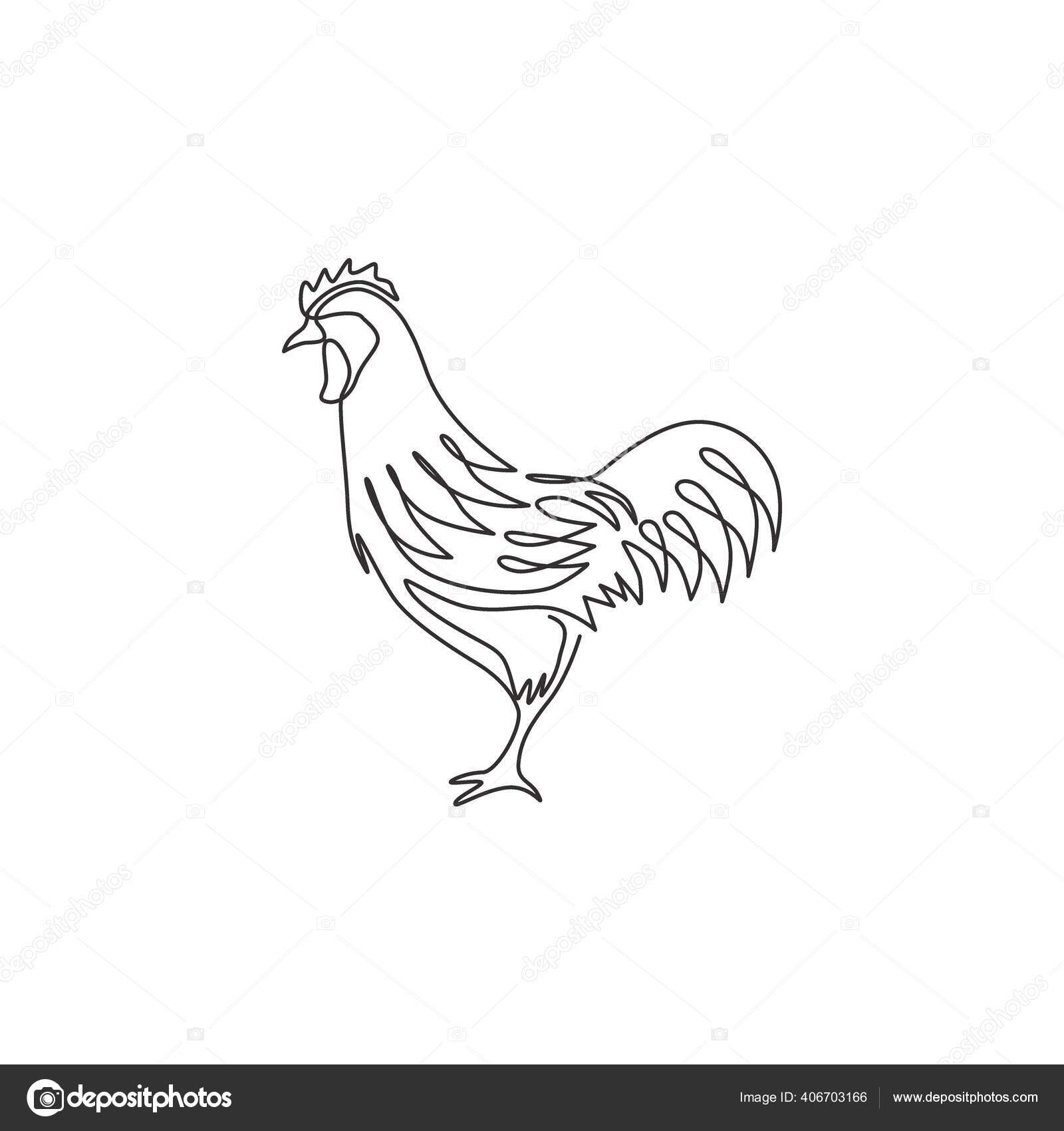 One Single Line Drawing Rooster Animal Company Business Logo Identity ...