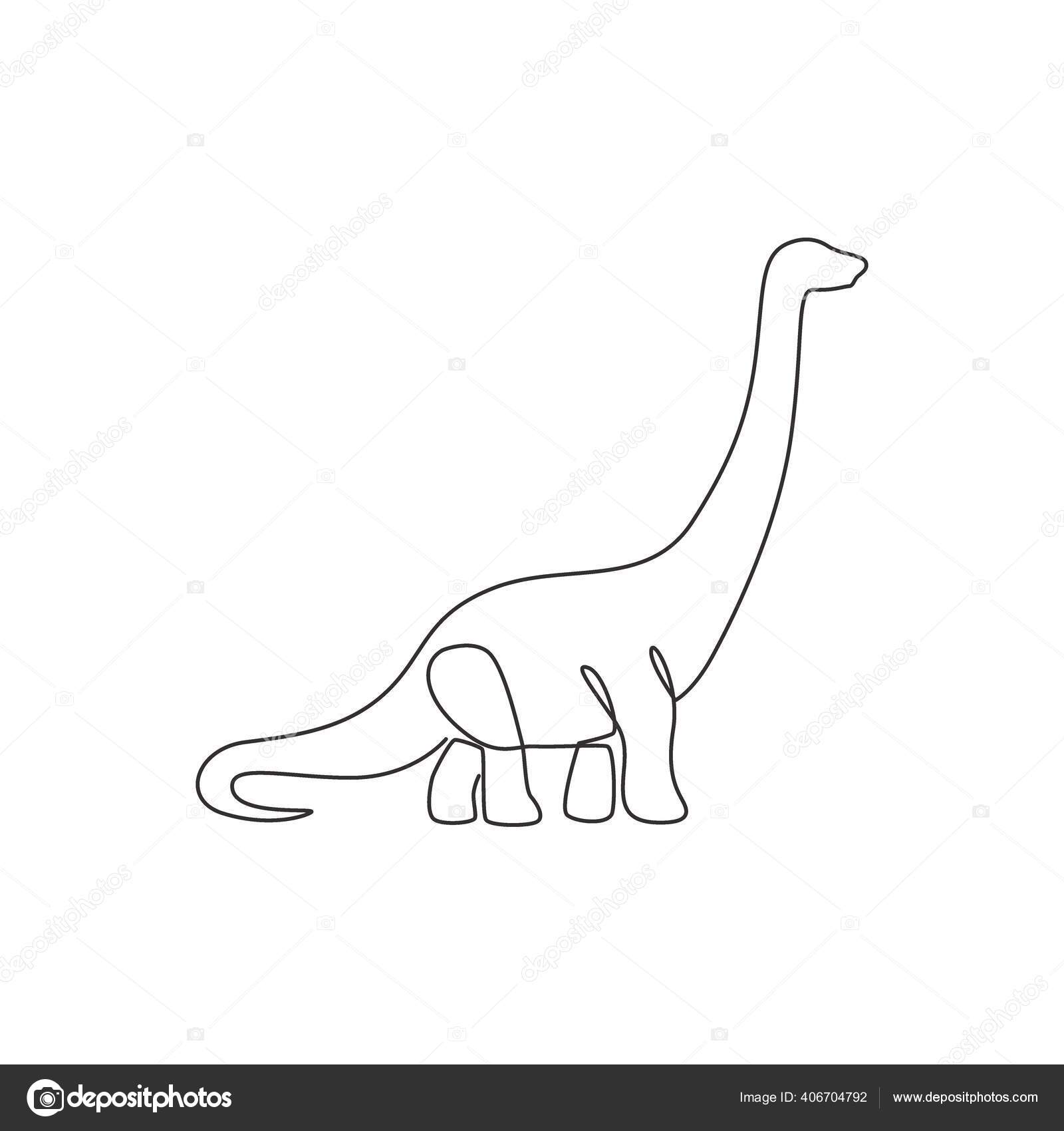 Single Continuous Line Drawing Long Neck Brontosaurus Logo Identity ... Single Continuous Line Drawing Long Neck Brontosaurus Logo Identity ...