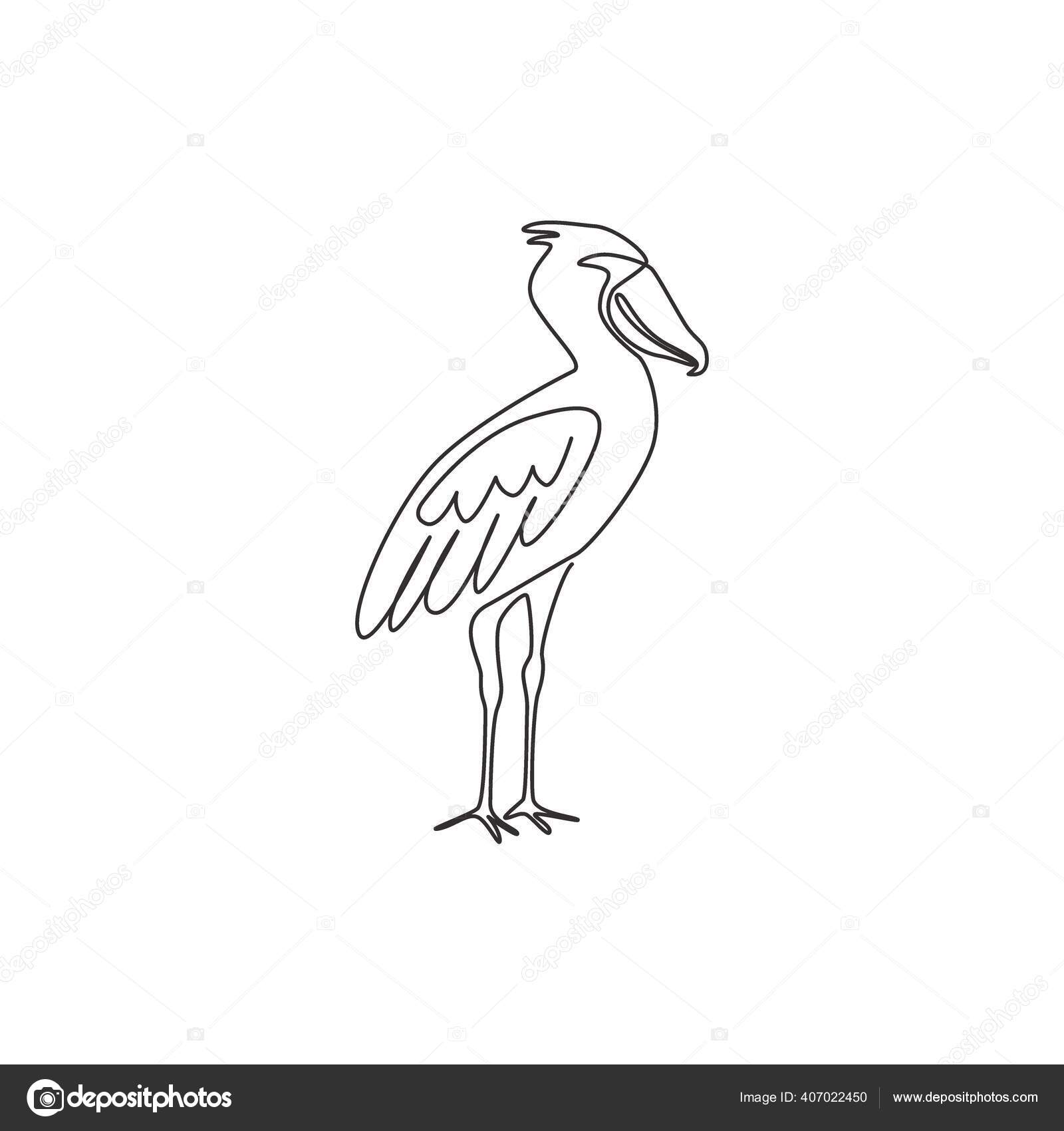 One Single Line Drawing Enormous Shoebill Company Logo Identity Large ...