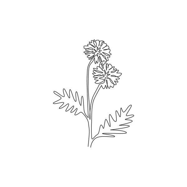 Single One Line Drawing Beauty Fresh Common Heather Garden Logo Stock