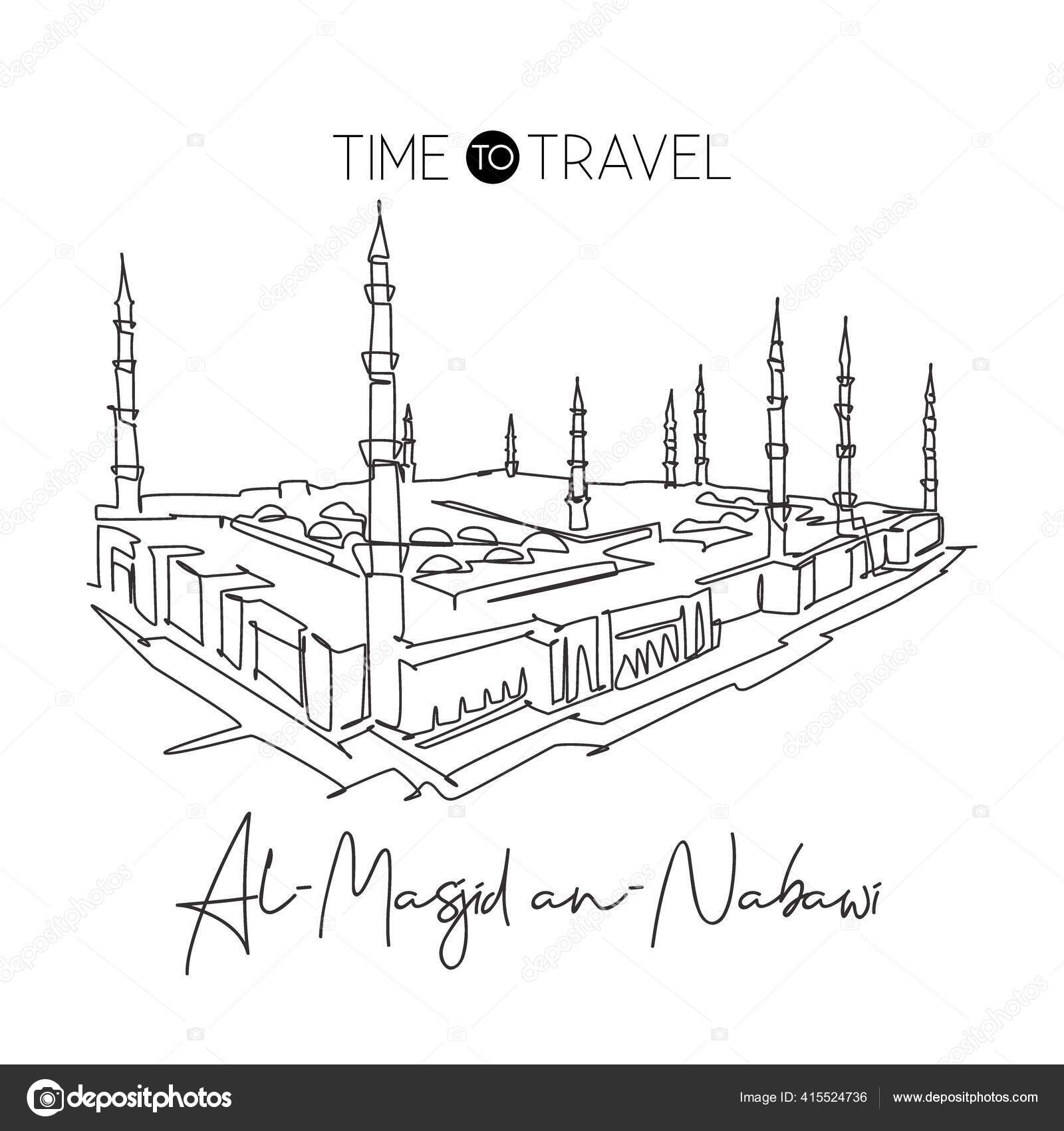 Masjid Al Nabawi Black And White