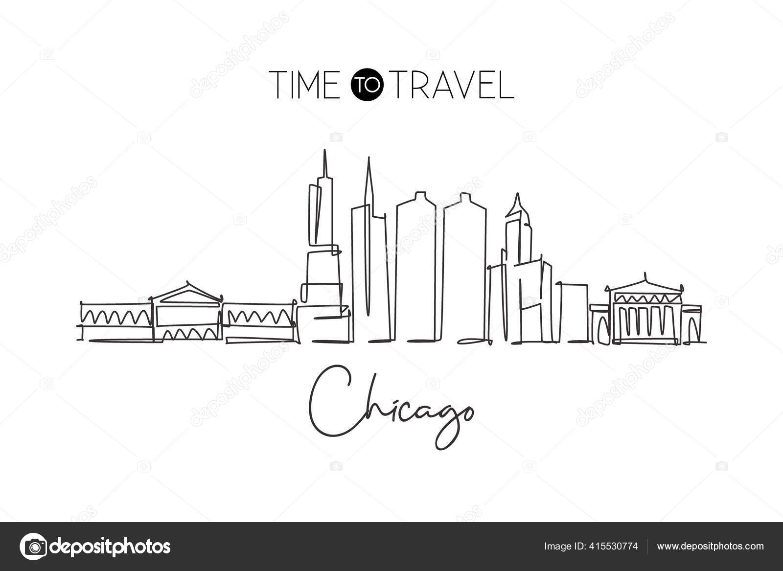 Simple Chicago Skyline Drawing