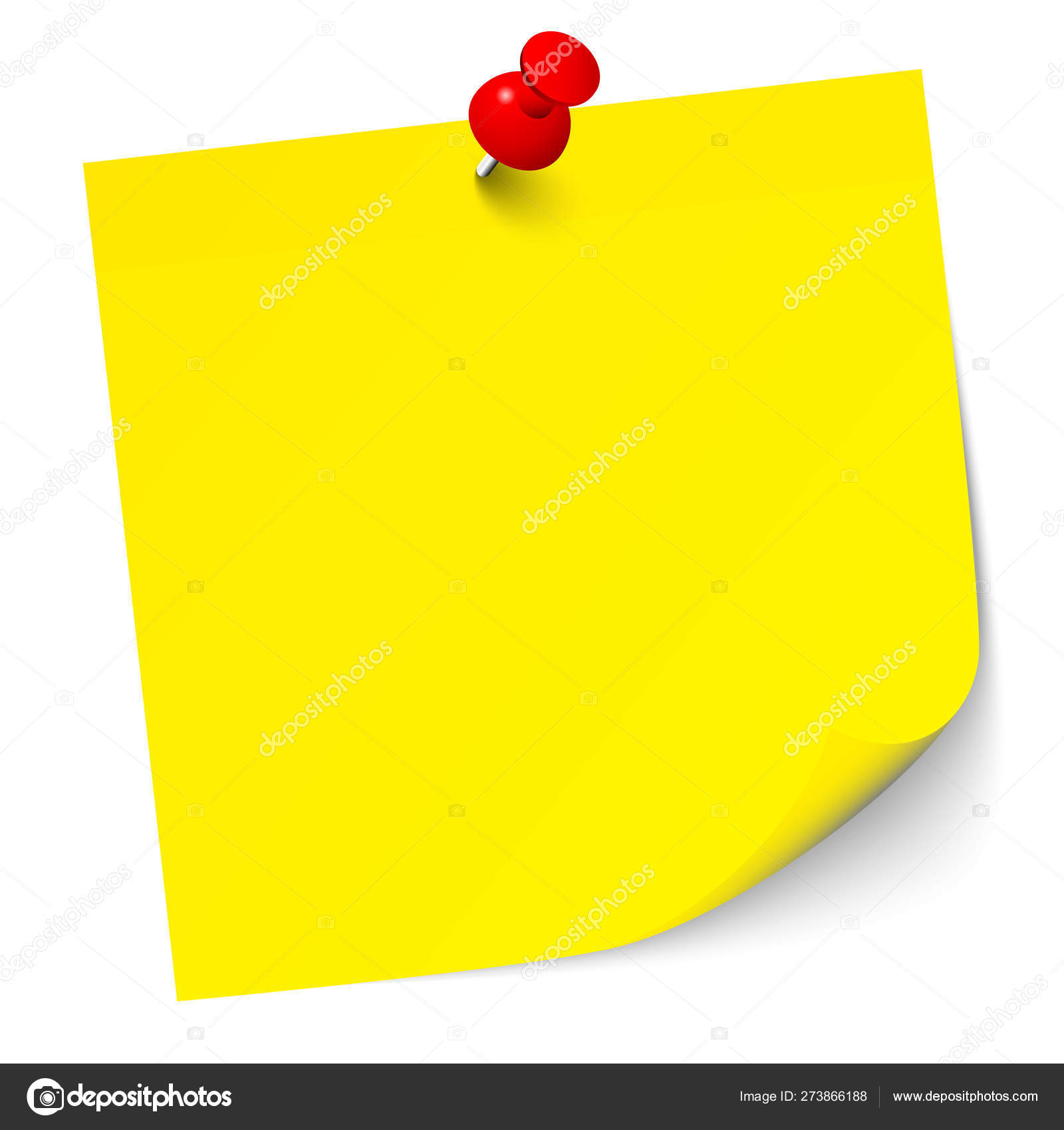 Single Yellow Sticky Note Red Pin Stock Vector by ©jengel17 273866188 Single Yellow Sticky Note Red Pin Stock Vector by ©jengel17 273866188