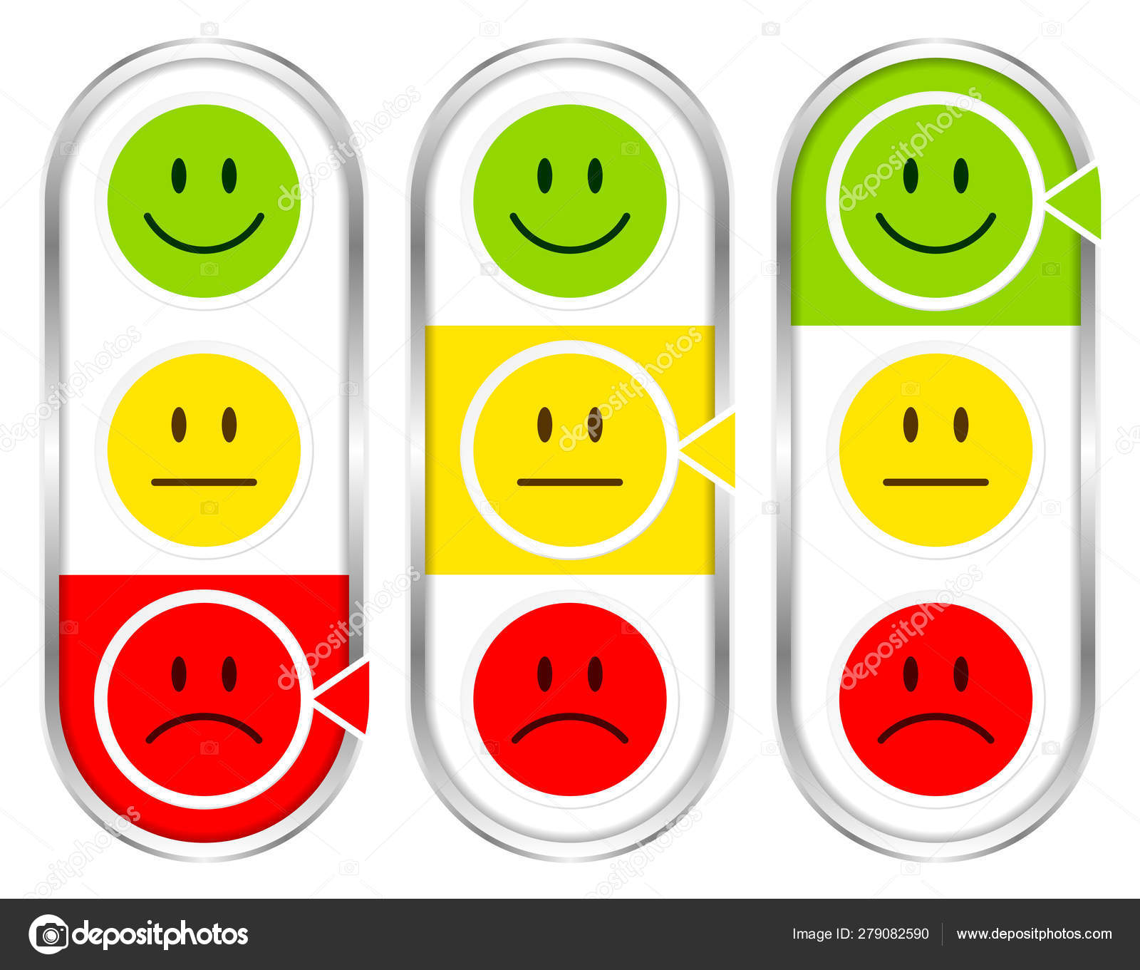 Set Three Vertical Barometer Faces Mood Filled Color Silver Stock ...