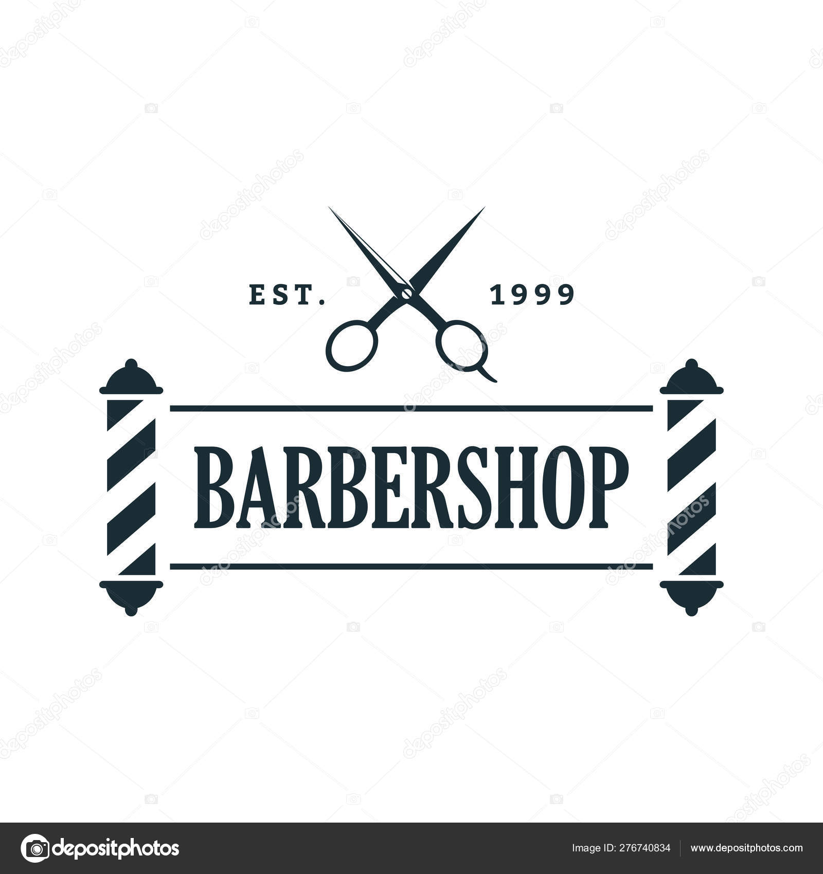 Barber Shop Logo Design Template Badges Emblem Stock Vector Image By