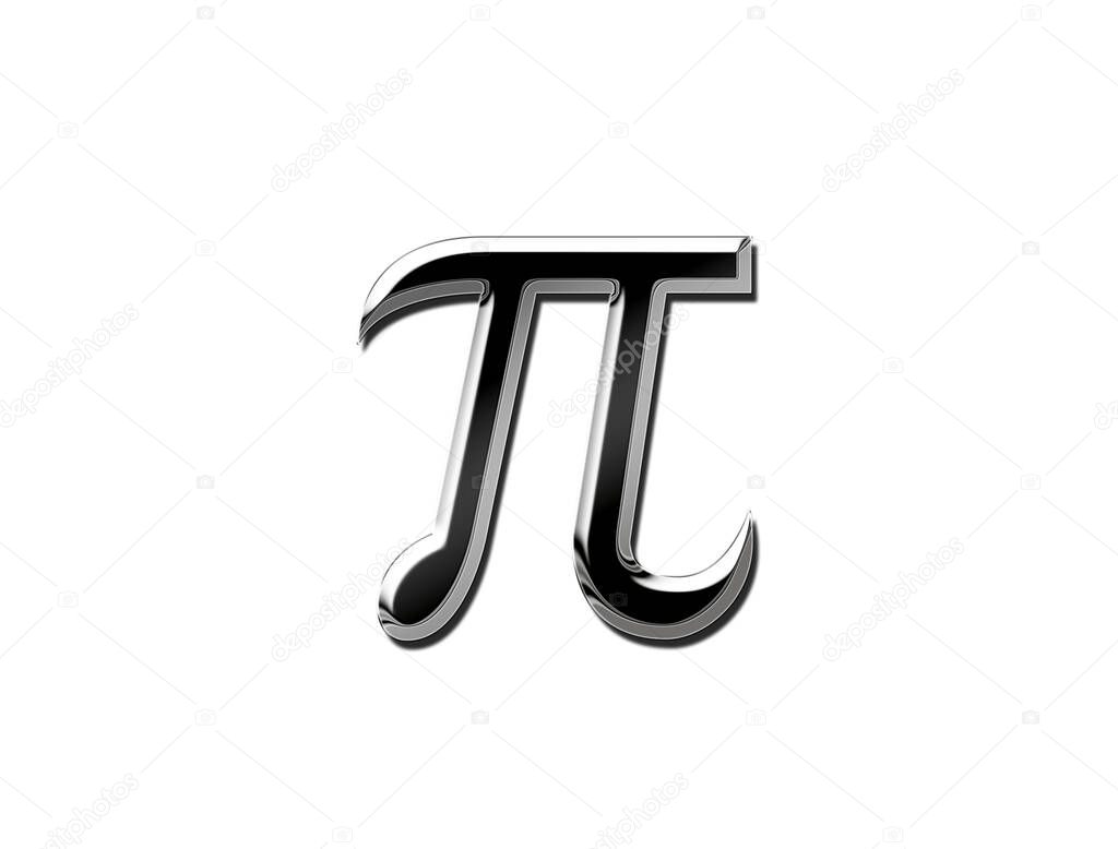 aislado de cromo metálico pi número de geometría y matemáticas. Número ...