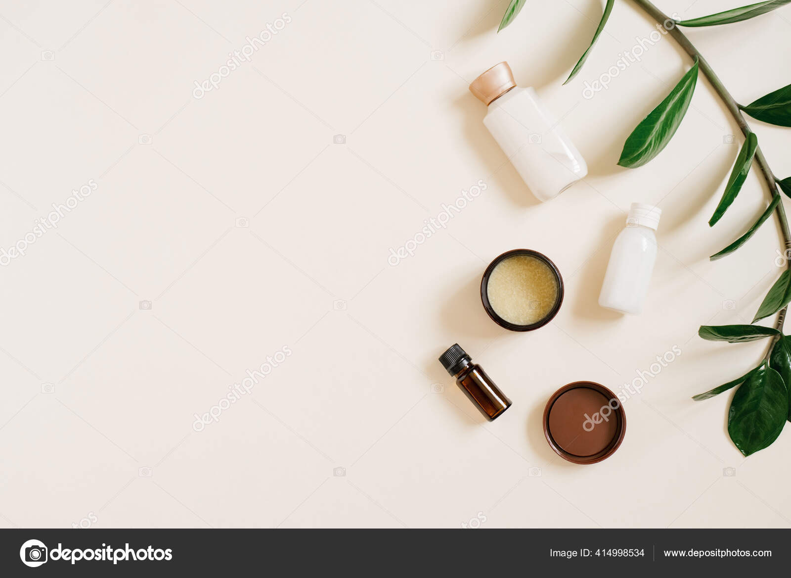 Natural Organic Cosmetics Body Face Care Beige Background Space Copying ...