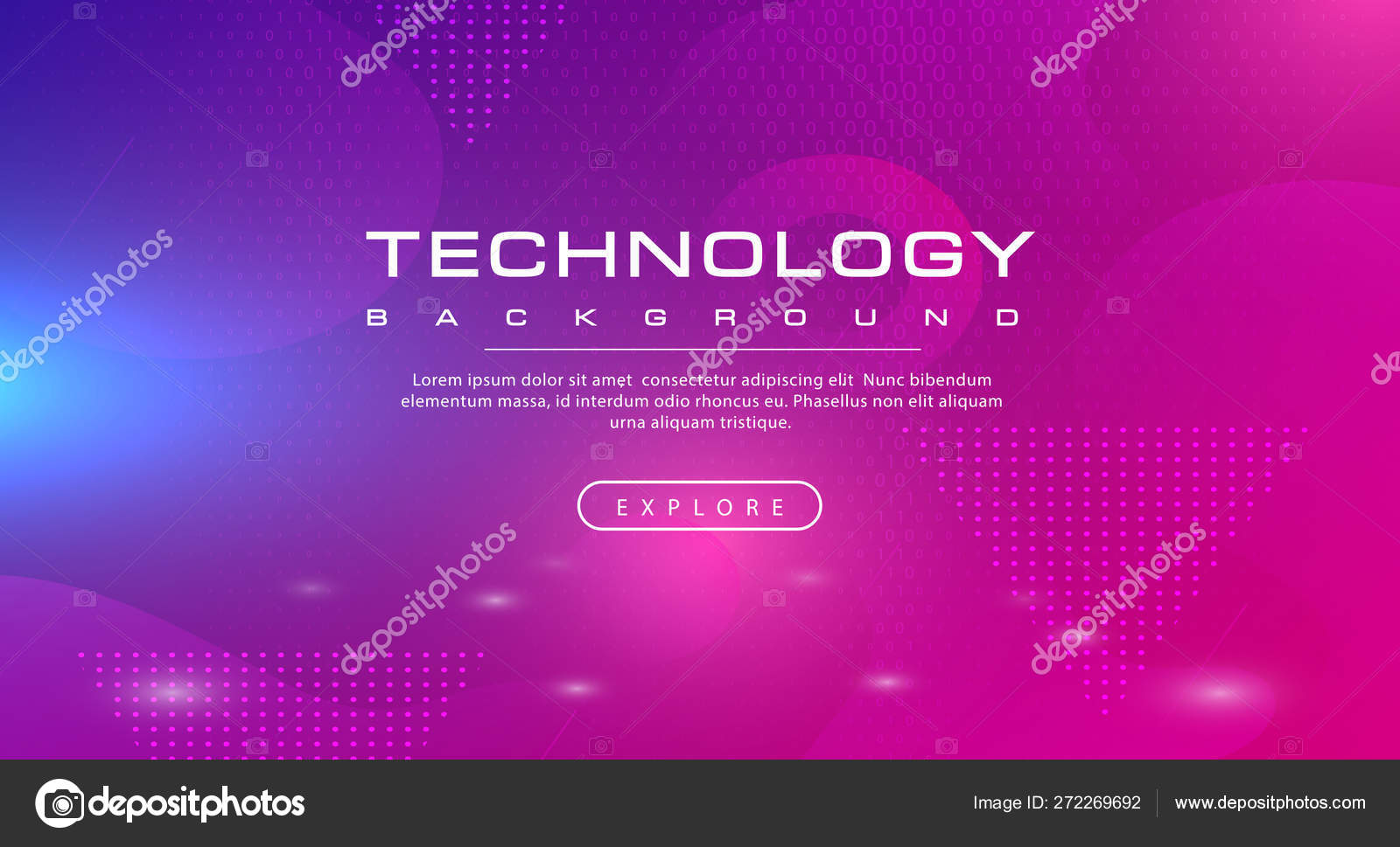 Technology banner pink purple background concept with light effects ...