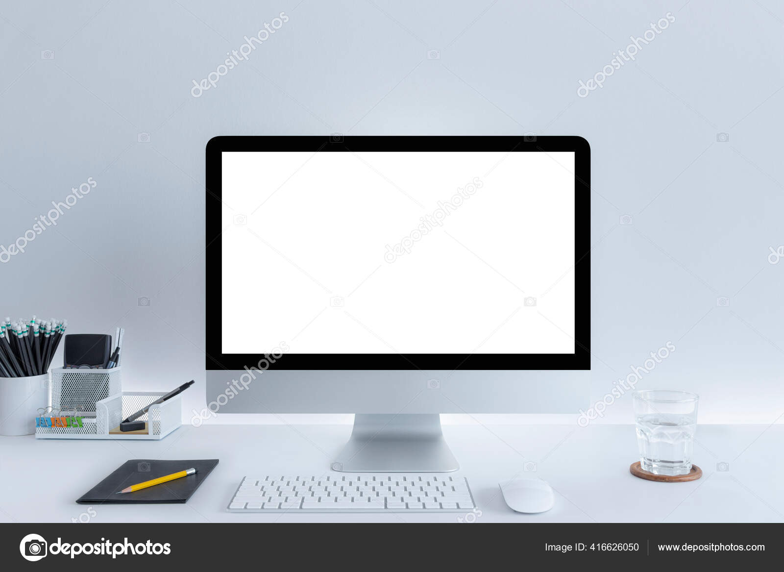 Computer Blank White Copy Space Text Mockup Design Desktop Computer ...