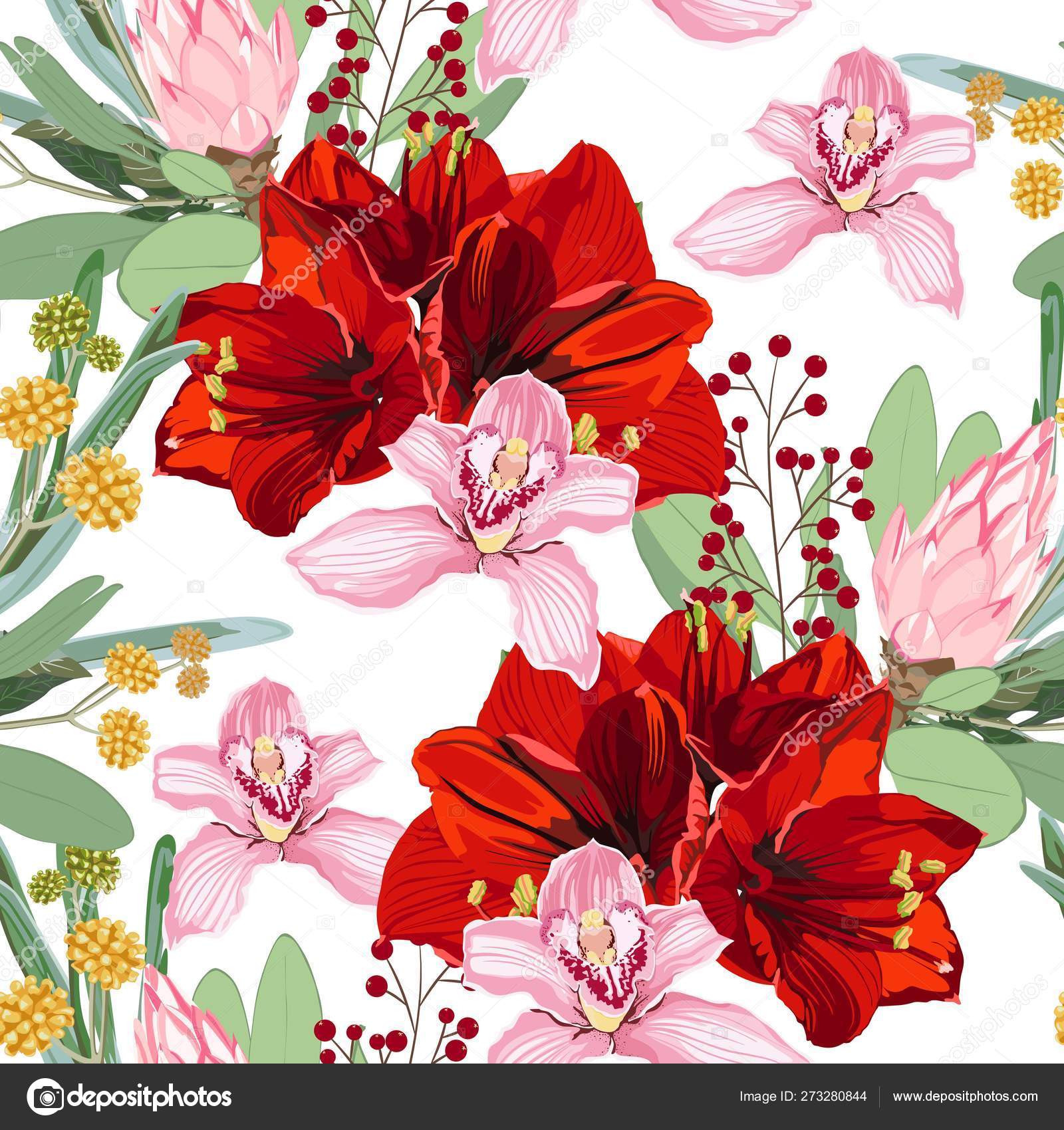Vector Illustration Beautiful Flowers Pattern Background Stock Vector ...