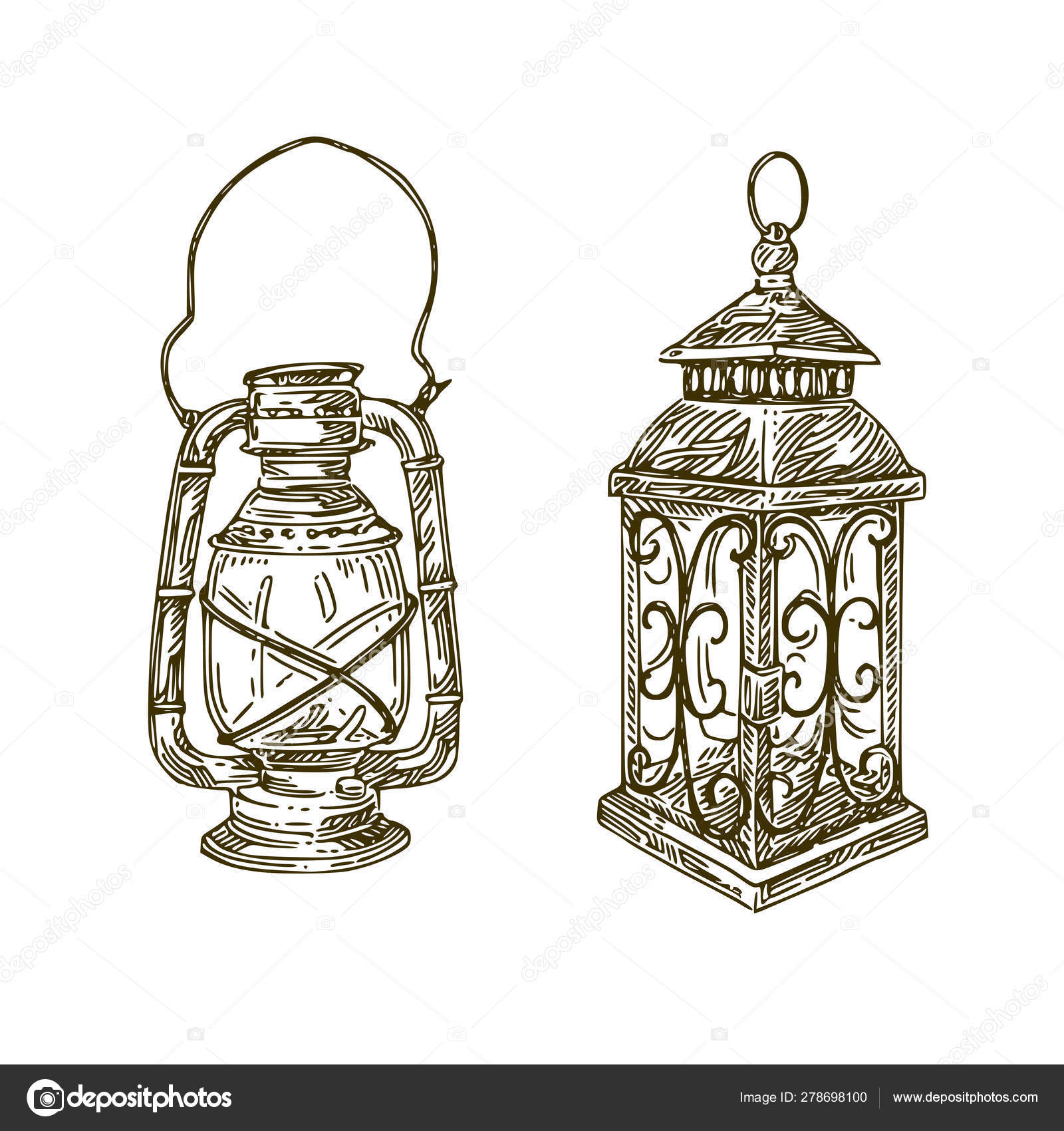 Vintage Lantern Drawing