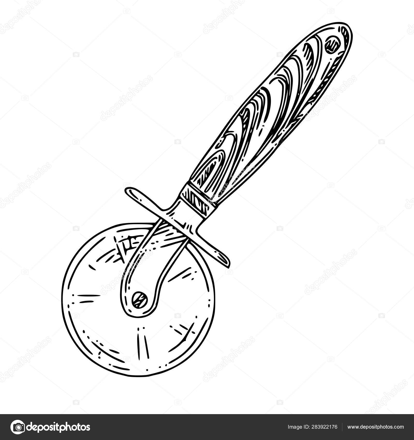 Pizza cutter with wooden handle. Stock Vector by ©Kseniakr 283922176