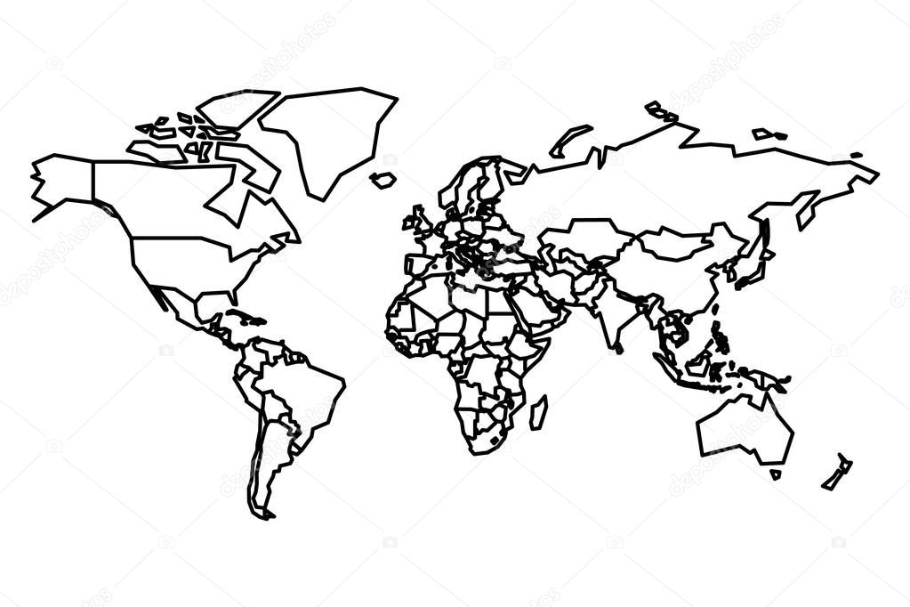 Dibujo De Mapa Del Mundo En Blanco Y Negro Mapa Del Mundo. Mapa
