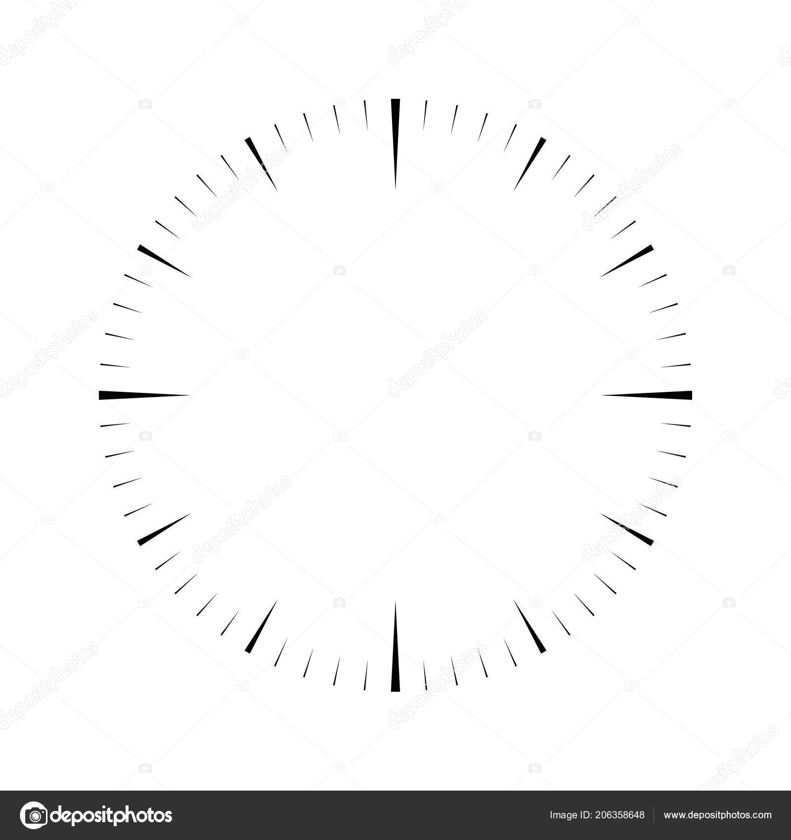 Clock face. Blank hour dial. Wedges mark minutes and hours. Simple flat ...