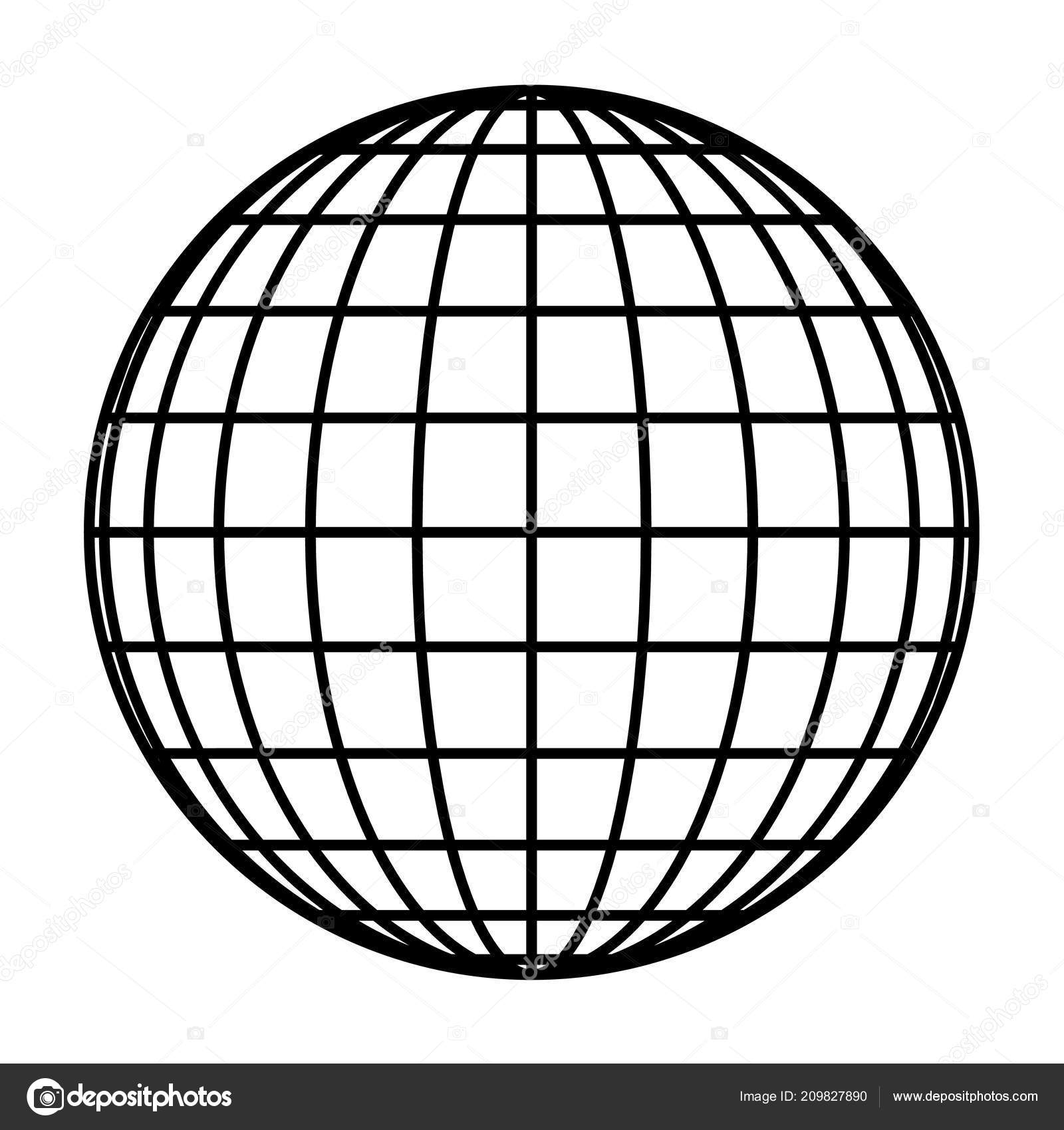 Earth planet globe grid of black thick meridians and parallels, or ...