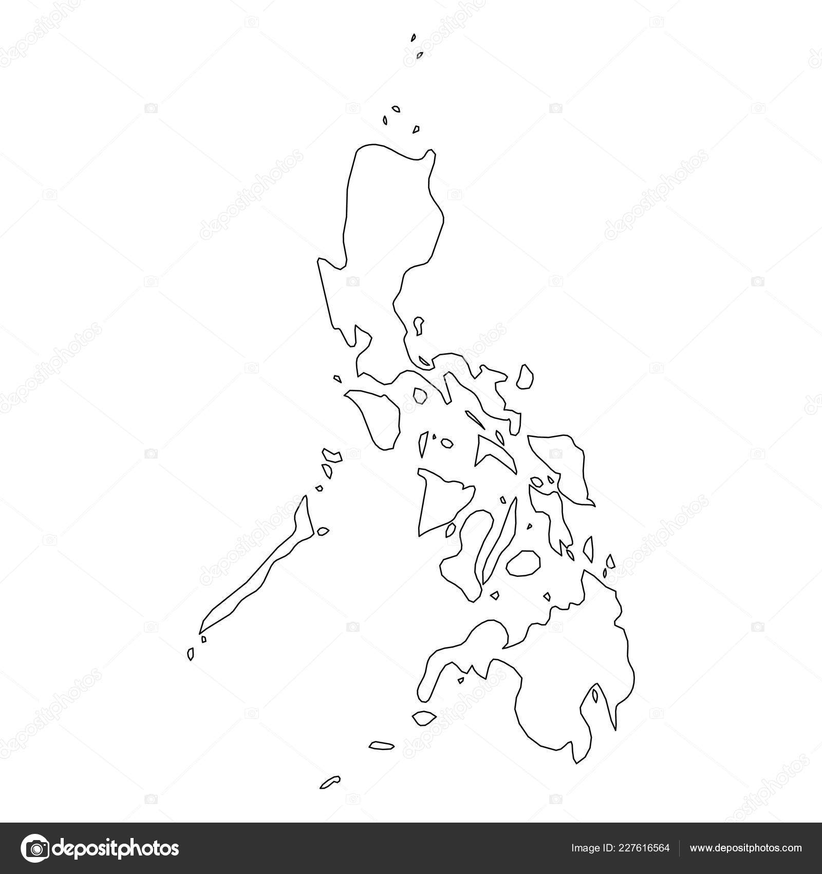 Philippines - solid black outline border map of country area. Simple ...