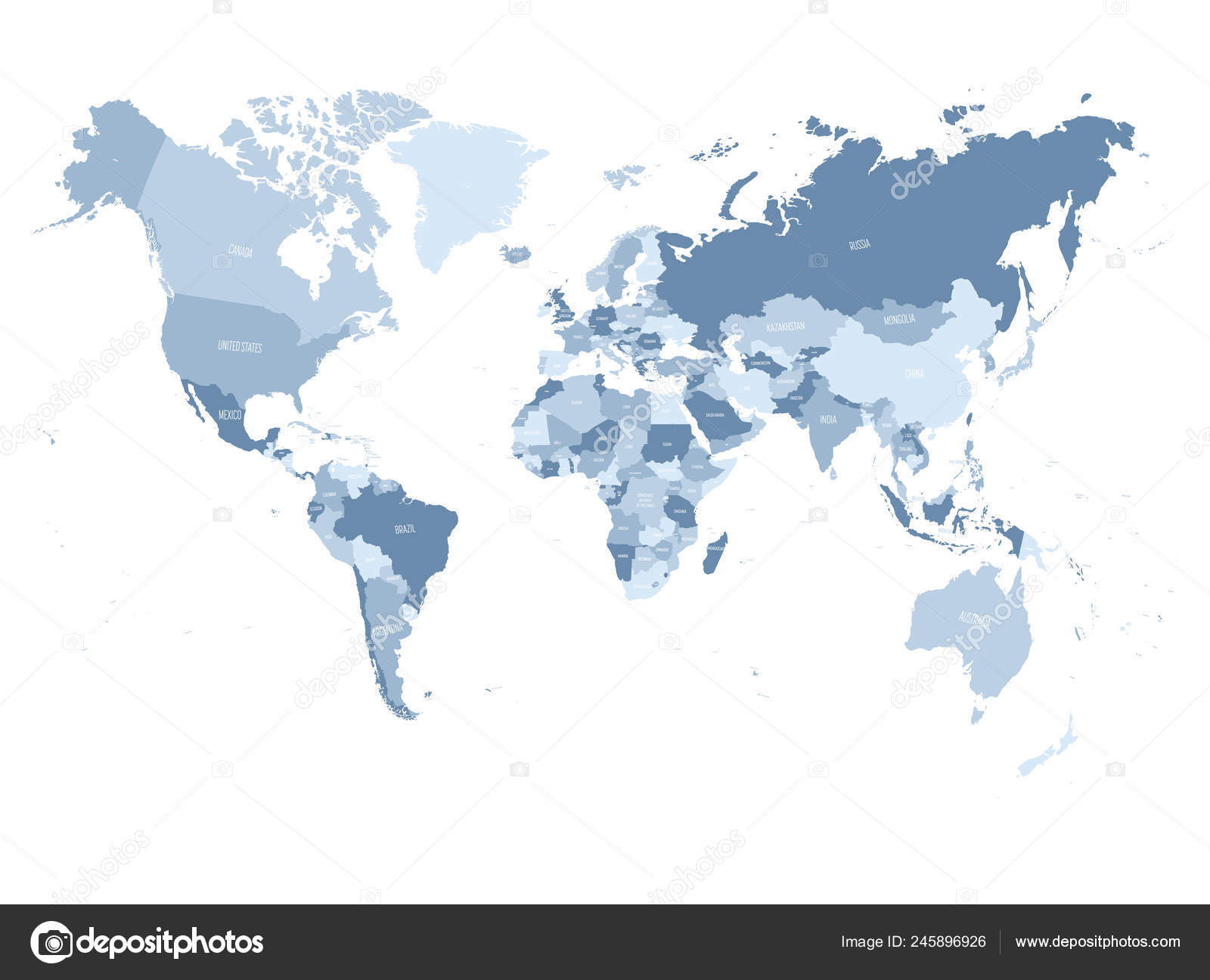 Geopolitical World map. High detail political map with country names ...