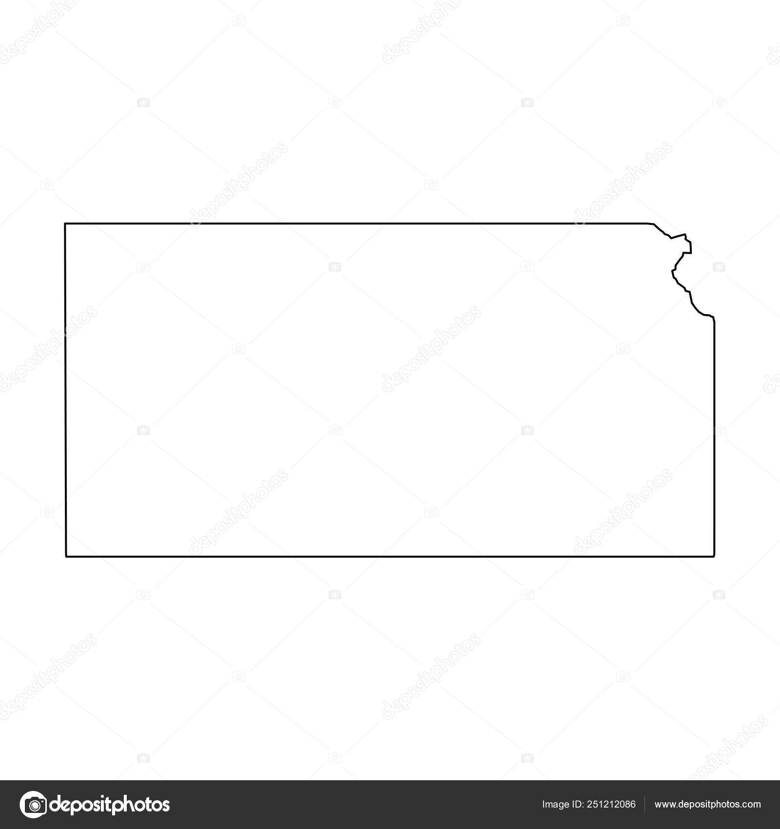 Kansas, state of USA - solid black outline map of country area. Simple ...