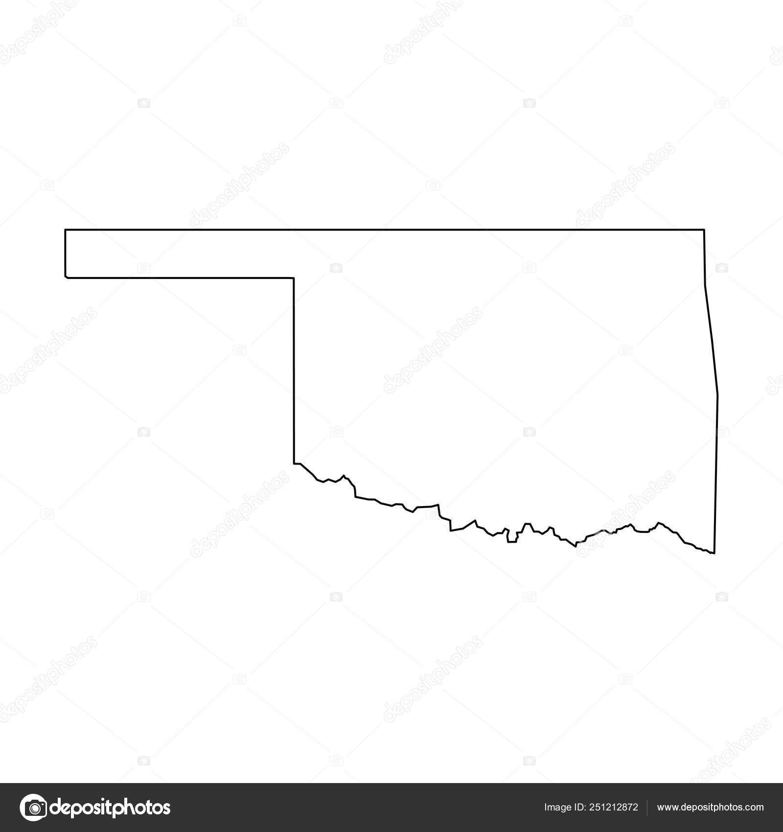 Oklahoma, state of USA - solid black outline map of country area ...