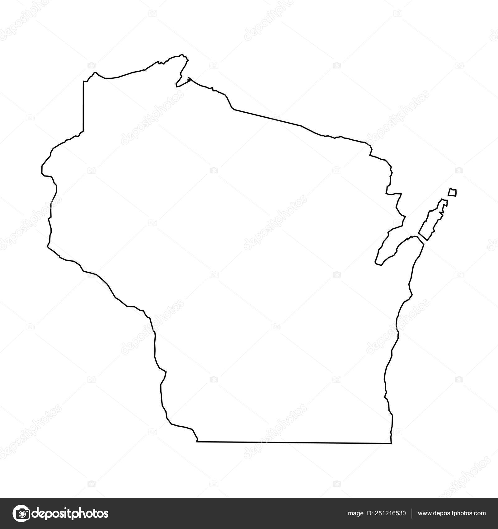 Wisconsin, state of USA - solid black outline map of country area ...