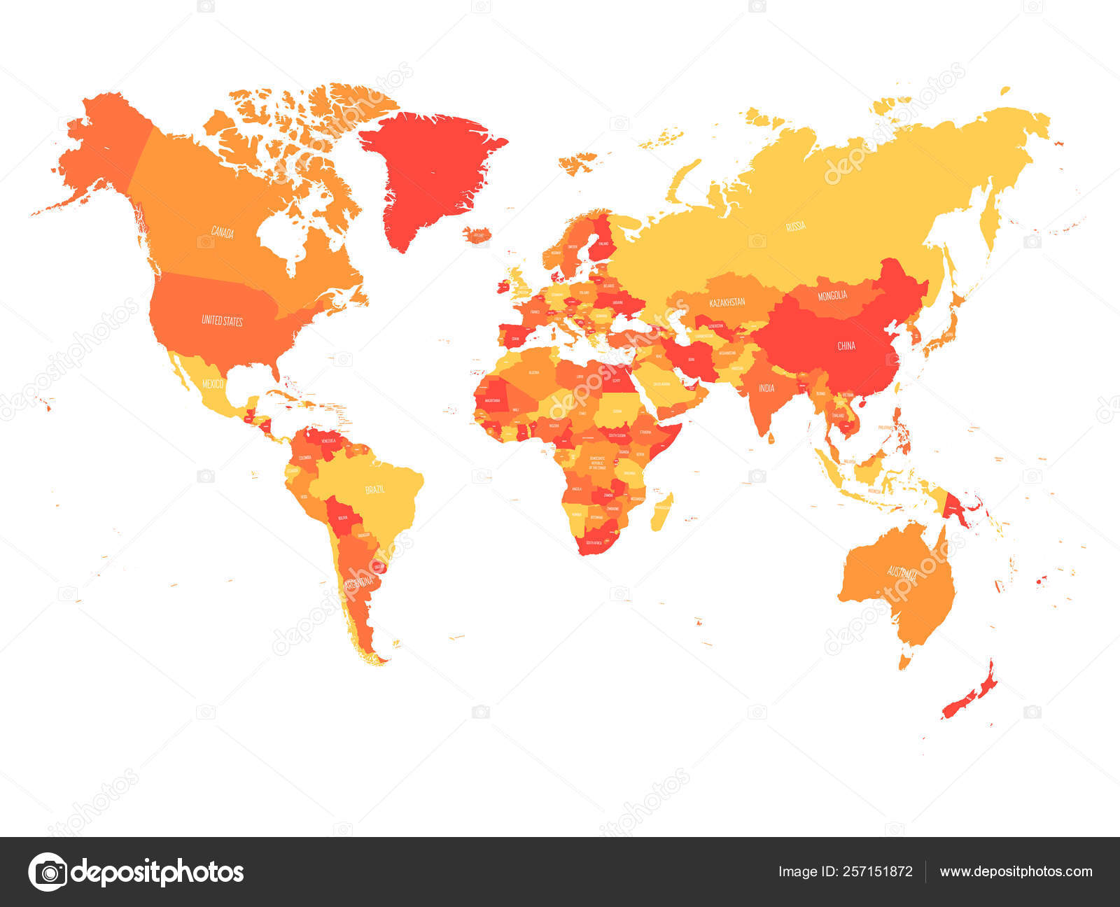 Peta Geopolitik Dunia. Peta politik yang detail tinggi dengan nama ...